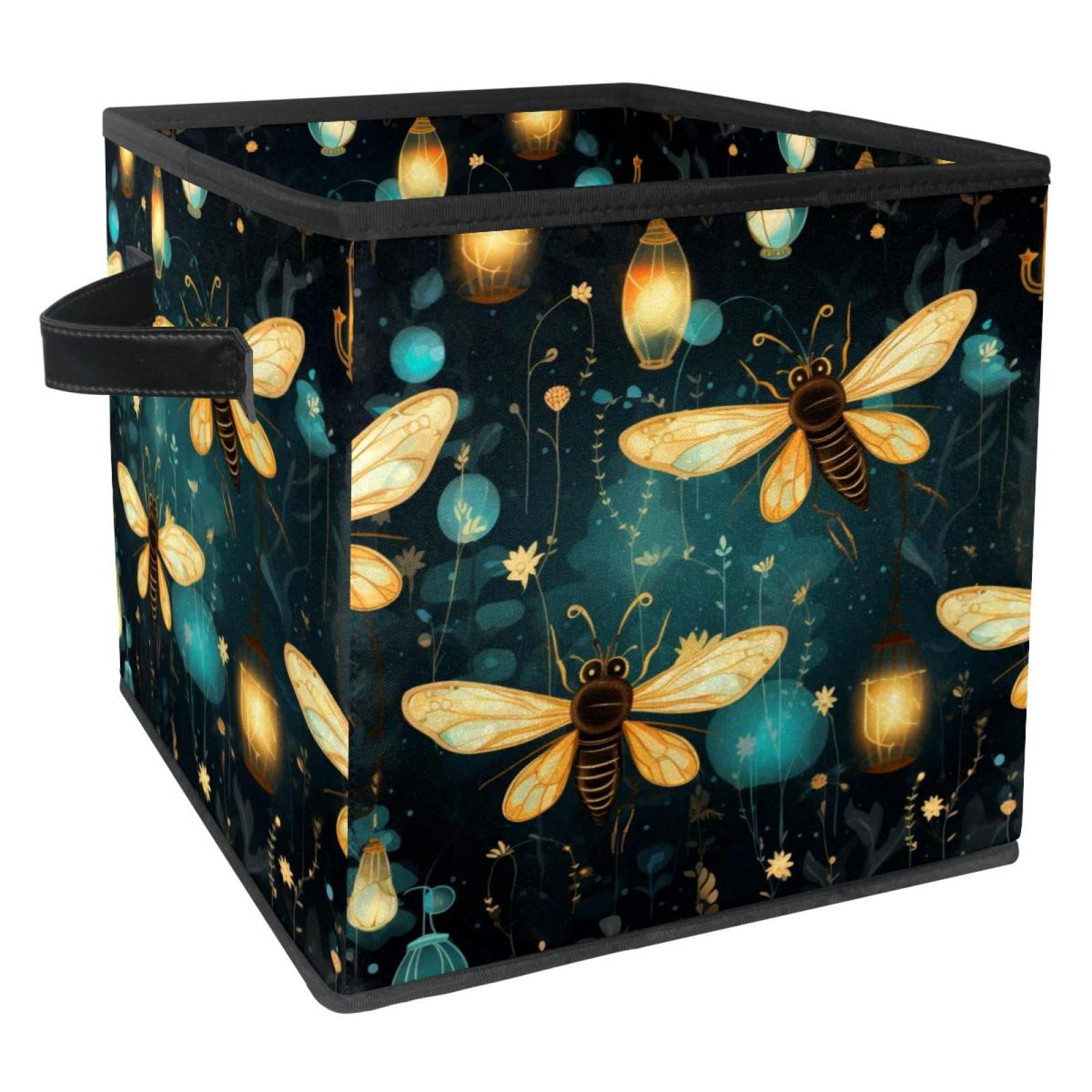 Fireflies Foldable Clothes Storage Bins with Handle 10.8"x10.5"x10.6" Large Capacity - Storage ...
