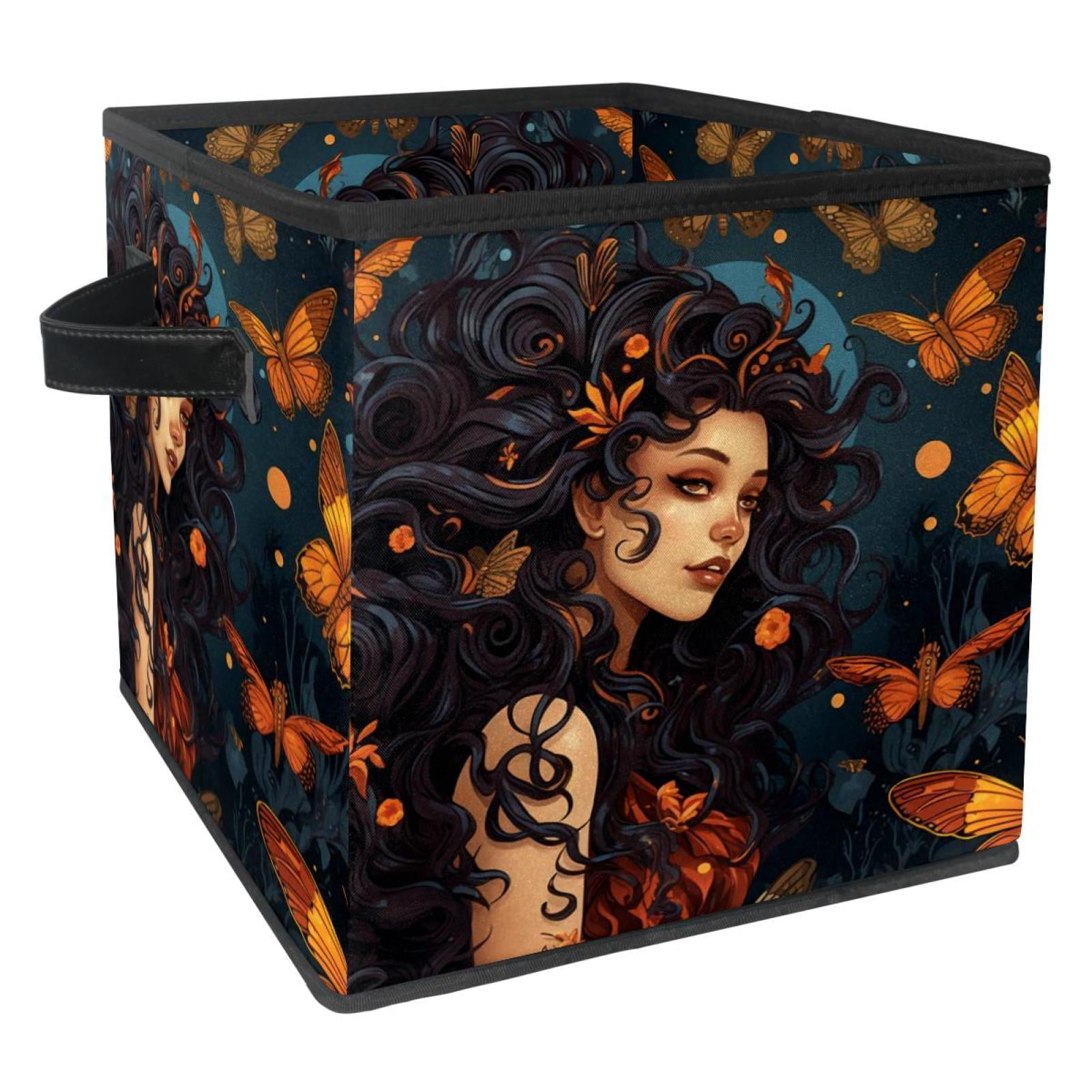 Fireflies Foldable Storage Baskets with Handle 10.8"x10.5"x10.6" Large ...