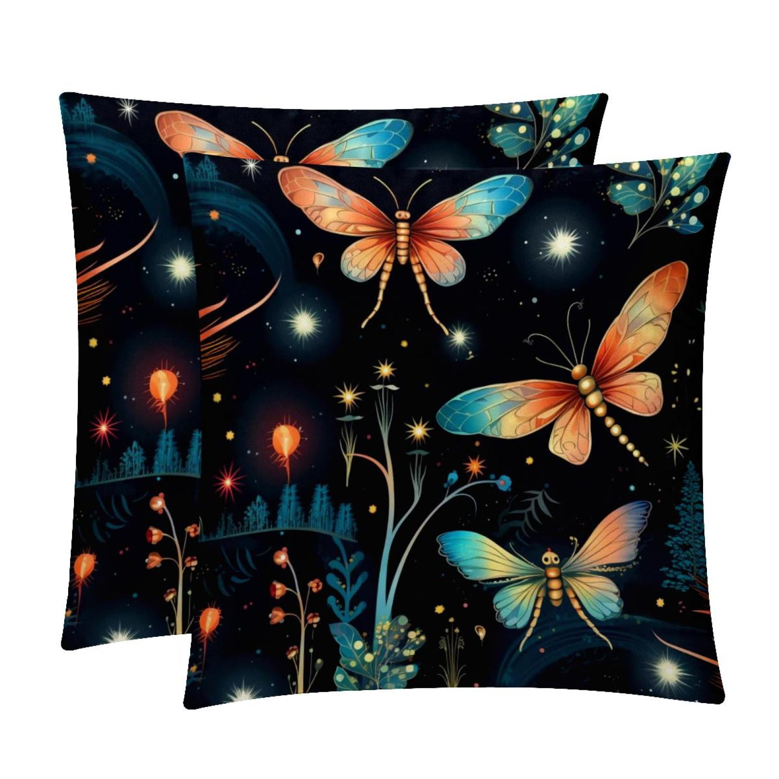 Fireflies Pillow Covers Inserts - Set of 2 Chair Pillow Covers ...