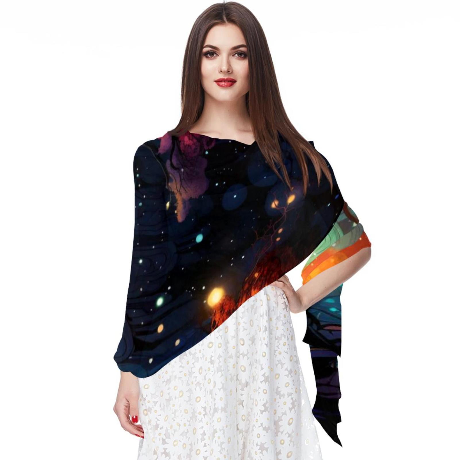 Fireflies Translucent Light and Breathable Chiffon Silk Scarf 70.86x28 ...