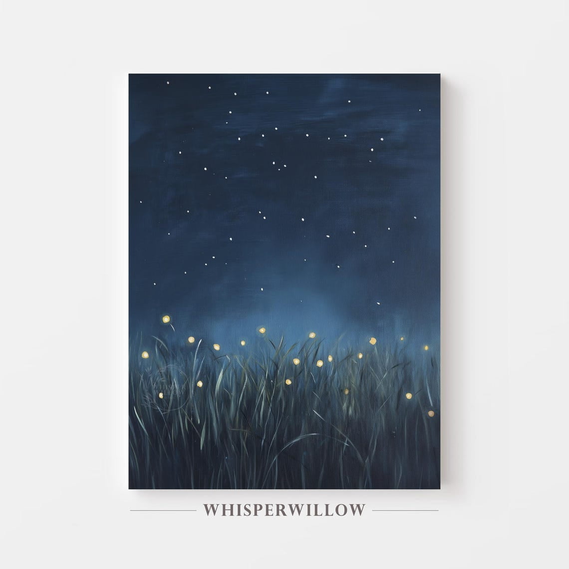 Fireflies Wall Art, Lightning Bugs and Starry Night Nature Decor, Dark ...