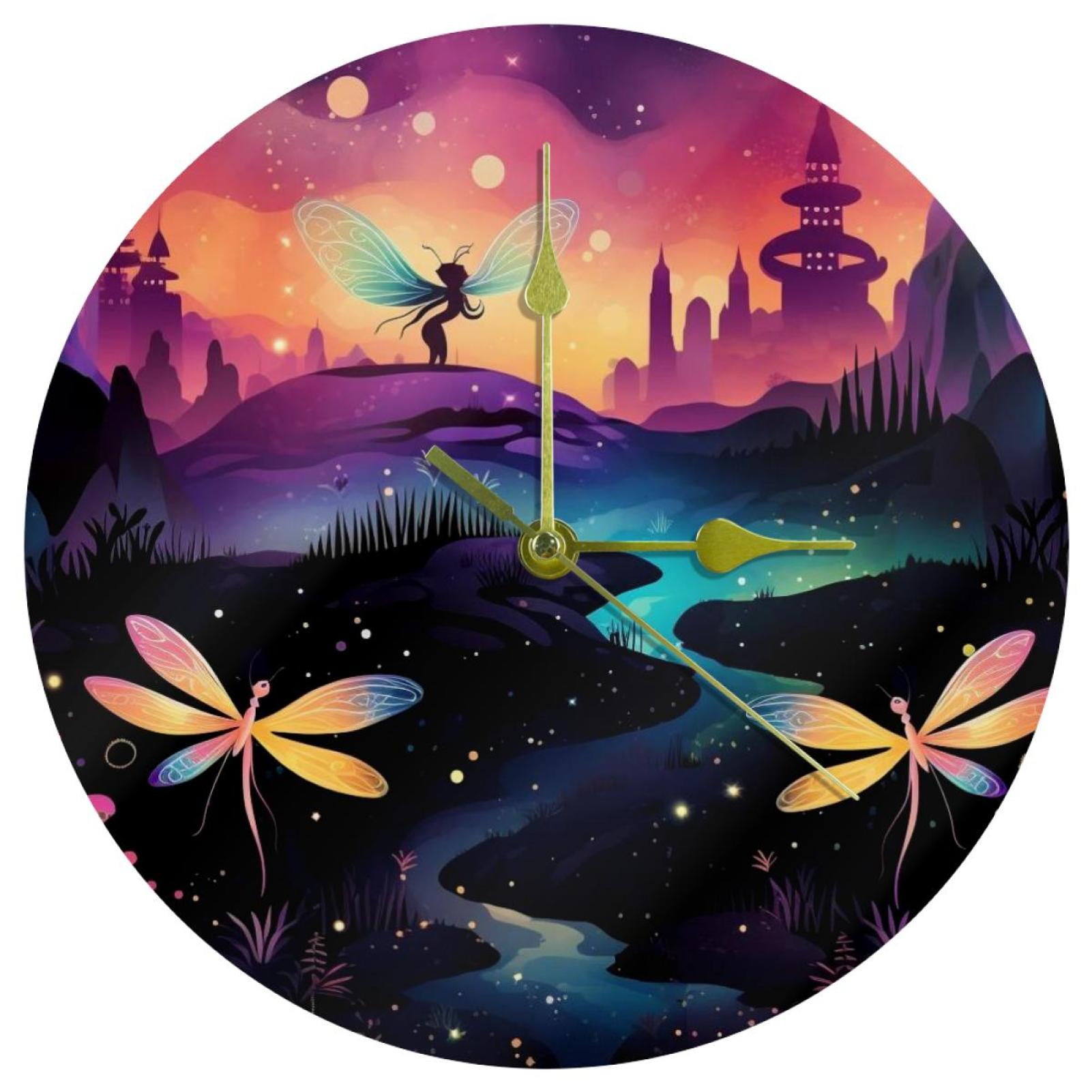 Firefly 9.8" Round Acrylic Wall Clock - Silent Non Ticking Battery ...