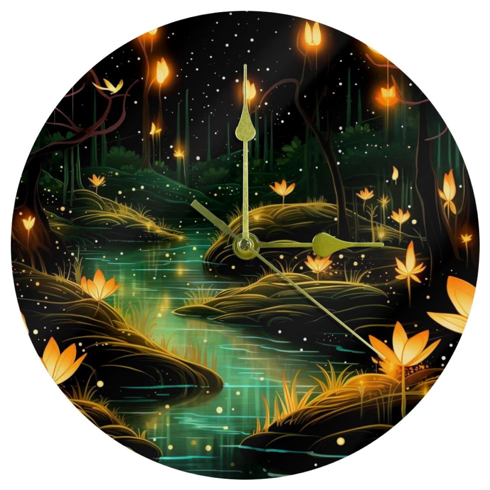 Firefly 9.8" Silent Round Acrylic Wall Clock, Non Ticking Battery ...