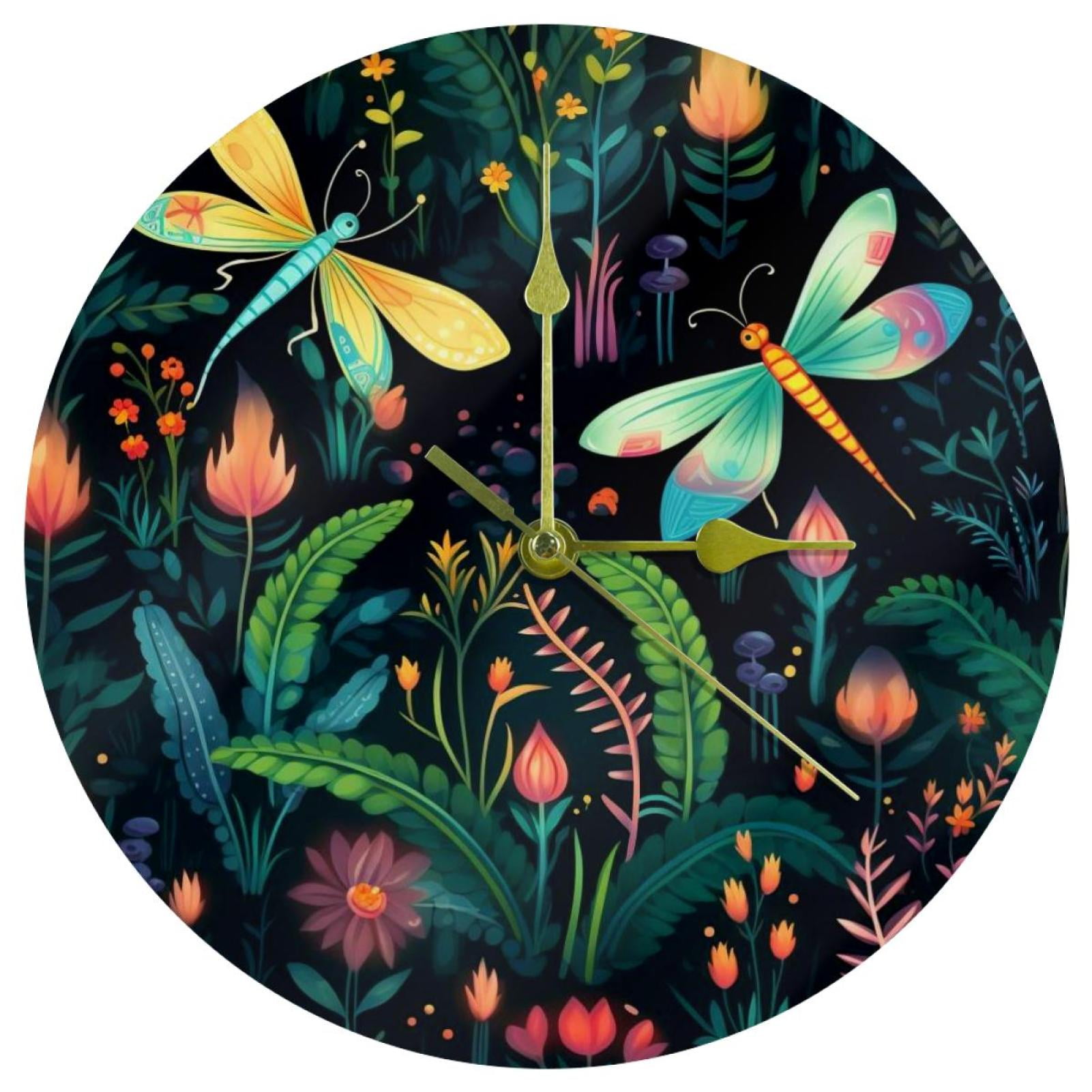 Firefly 9.8" Silent Round Acrylic Wall Clock, Non Ticking Battery ...