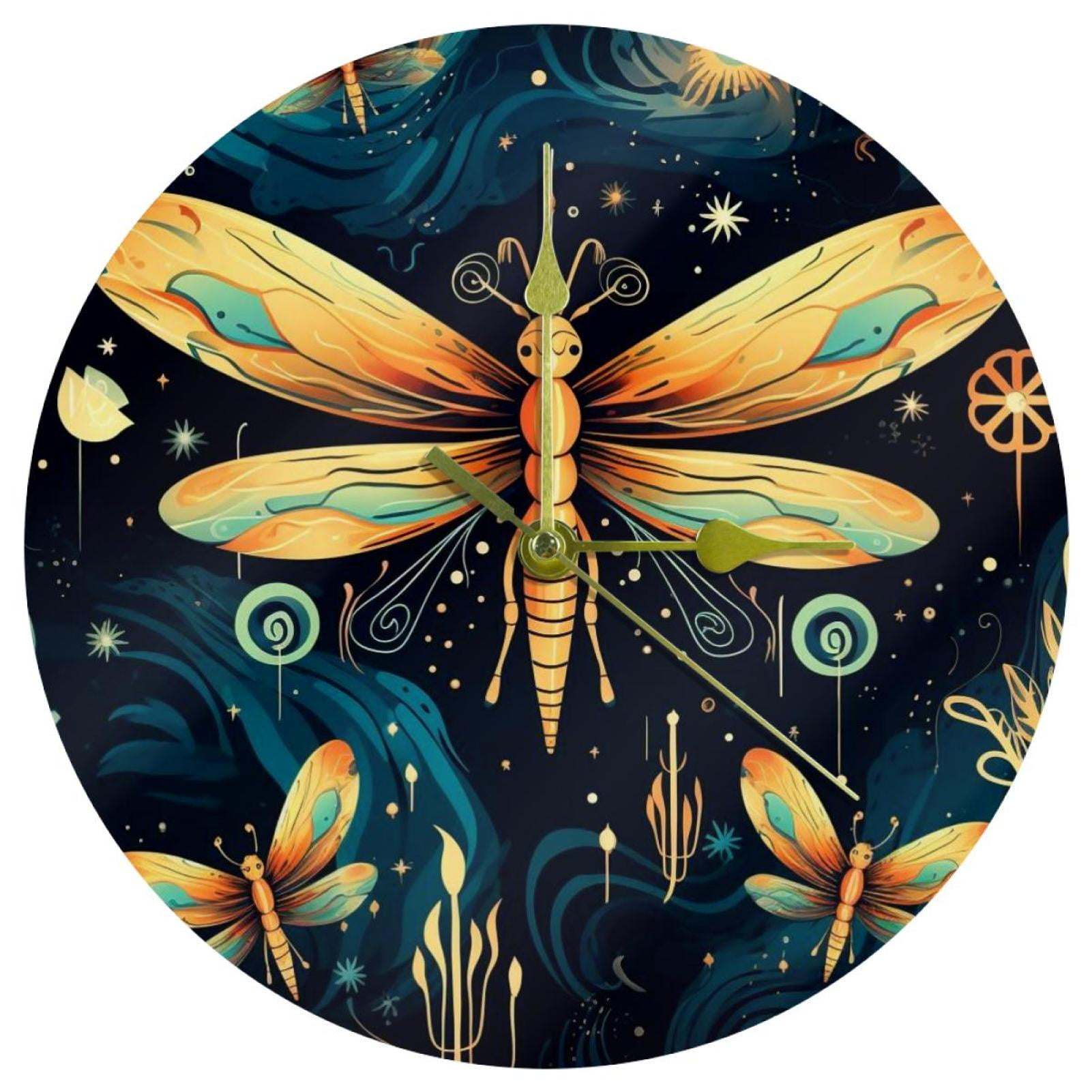 Firefly 9.8" Silent Round Acrylic Wall Clock, Non Ticking Battery ...