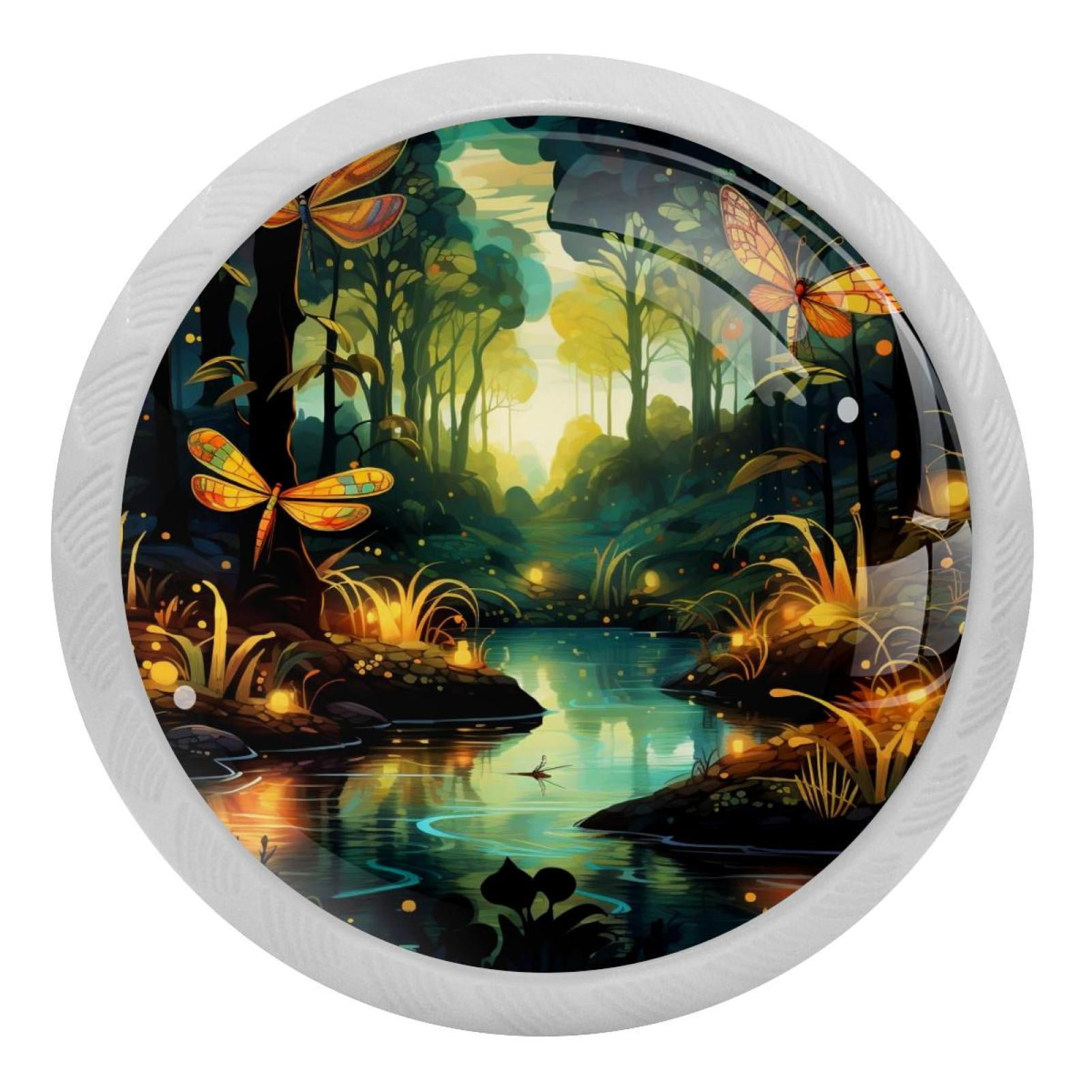 Firefly Crystal Knobs with Screws - 4-Pack Round Fluorescent Drawer ...