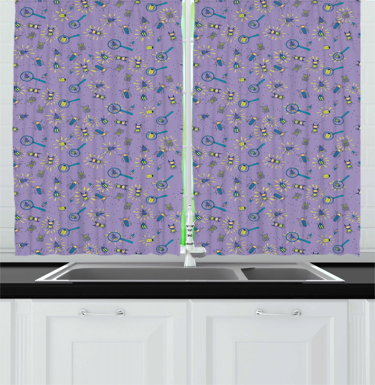Firefly Curtains 2 Panels Set, Ladybugs Beetles Night Symbol Nature ...