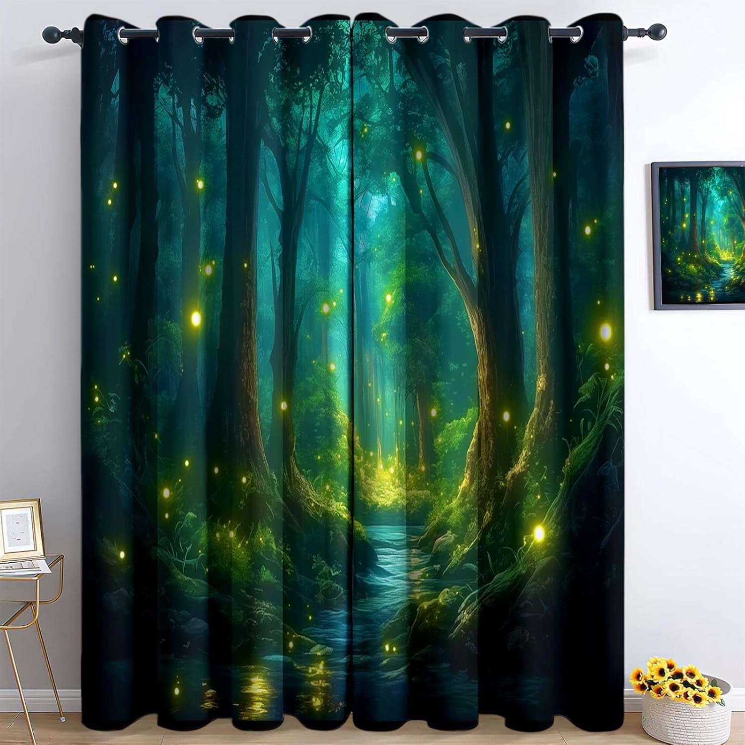 Firefly Forest Blackout Curtains, Fantasy Nature Window Drapes for ...