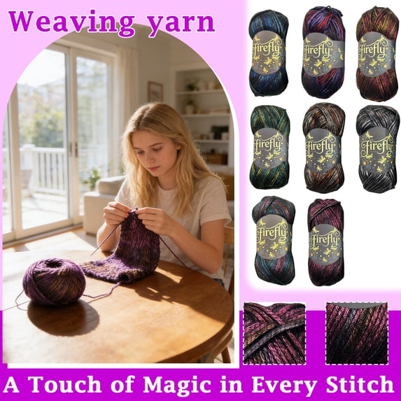 "Firefly" Glowing Acrylic Yarn - Glow Worm 100g Iridescent Aran Weight ...