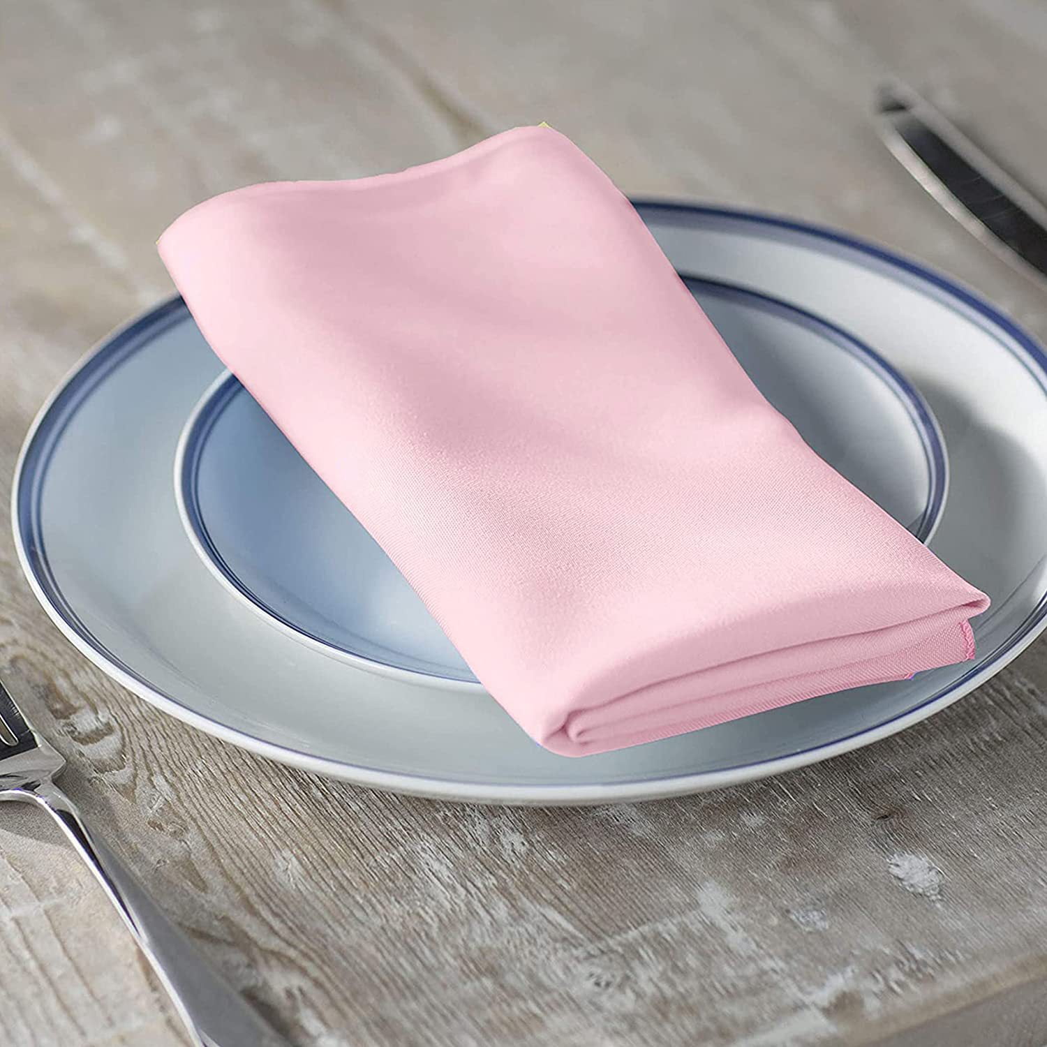 Firefly Hope 10 Pack 17"x17" Light Pink Satin Cloth Napkins, Luxurious ...