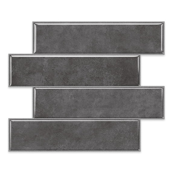 Firefly Hope 10 Pcs 11.8"×9.8" Thick Dark Grey Subway Tile Peel and ...