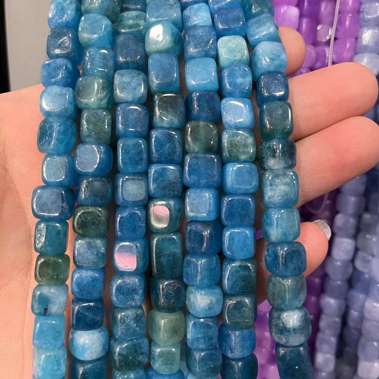 Firefly Hope 100-Piece 7-8mm Natural Smooth Cube Semi-Gemstone Loose ...