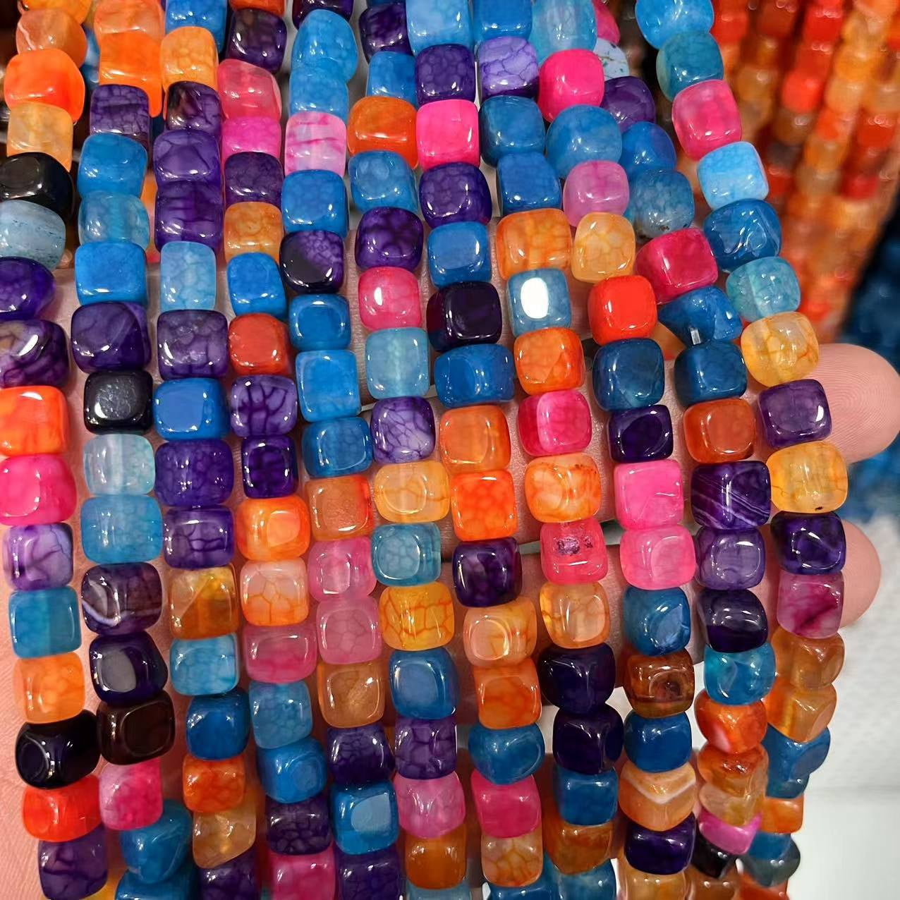 Firefly Hope 100-Piece 7-8mm Natural Smooth Cube Semi-Gemstone Loose ...