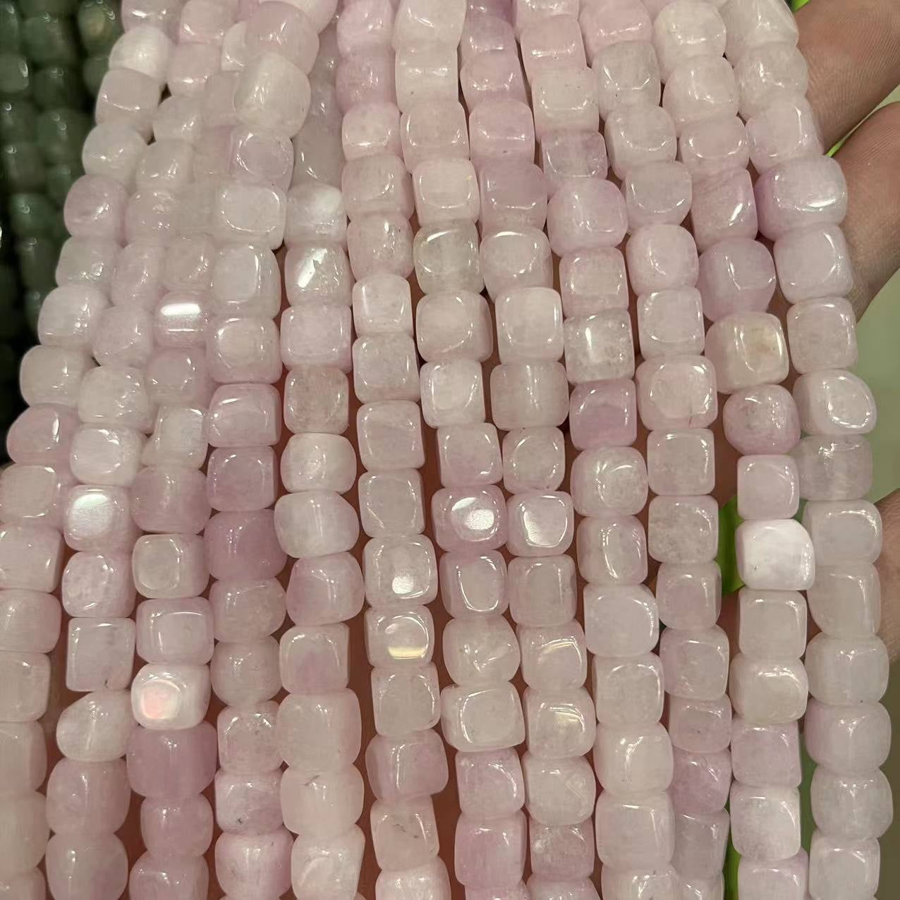 Firefly Hope 100-Piece 7-8mm Natural Smooth Cube Semi-Gemstone Loose Beads , Durable Square ...