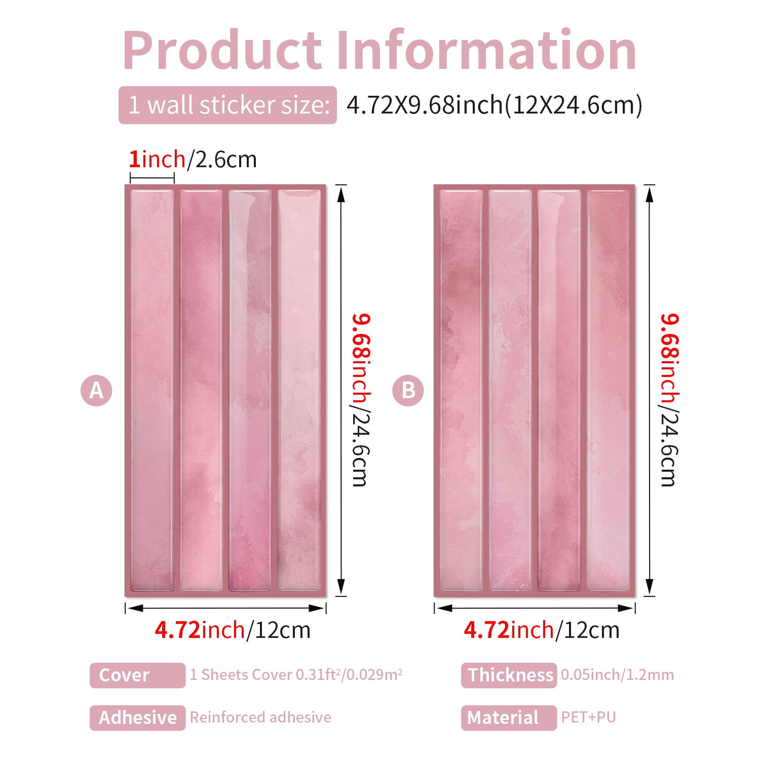 Firefly Hope 12-Sheet 9.7"×4.7" Stacked 3D Handmade Look Peel and Stick ...