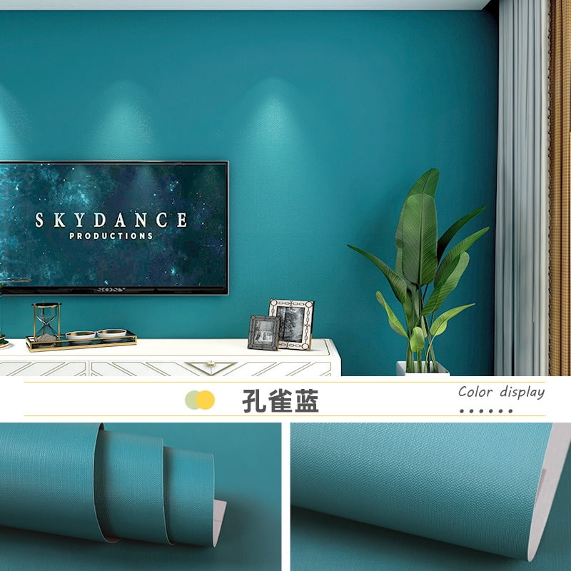 Firefly Hope 15.8"x787" Removable Peacock Blue Peel & Stick Wallpaper ...