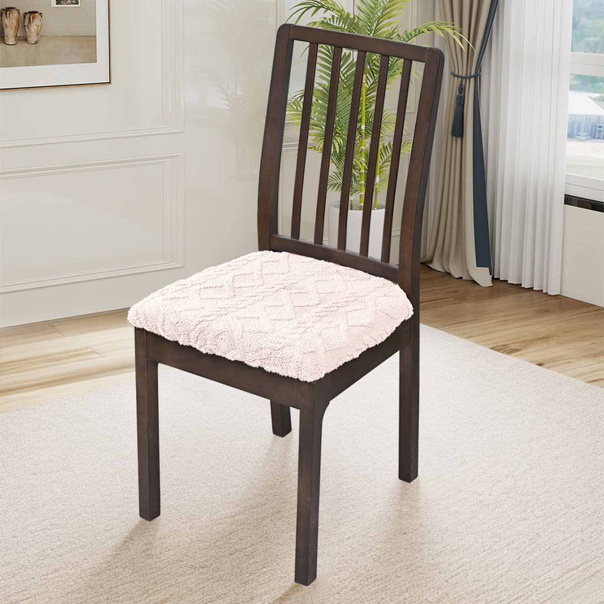 Firefly Hope 2 Pcs Light Pink Striped Print Stretch-Fit Chair Covers ...
