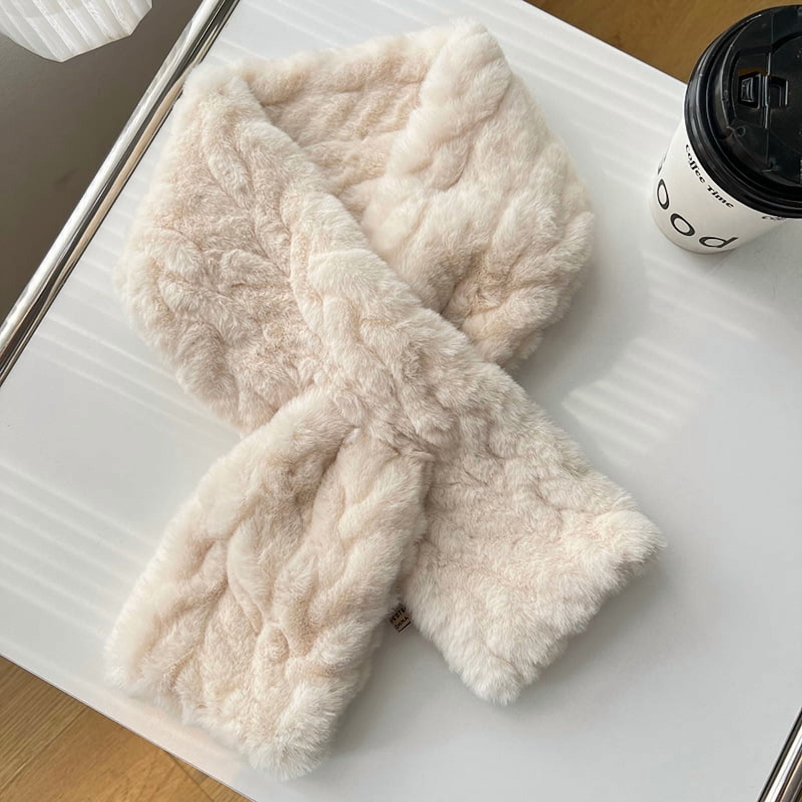 Firefly Hope 2 Pcs White Short Scarfs 31.5×5.12IN, Soft Fluffy Warm ...