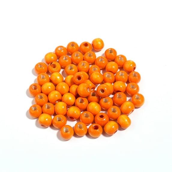 Firefly Hope 200 Pcs 10mm Round Orange Wood Beads, 10mm Large Hole ...