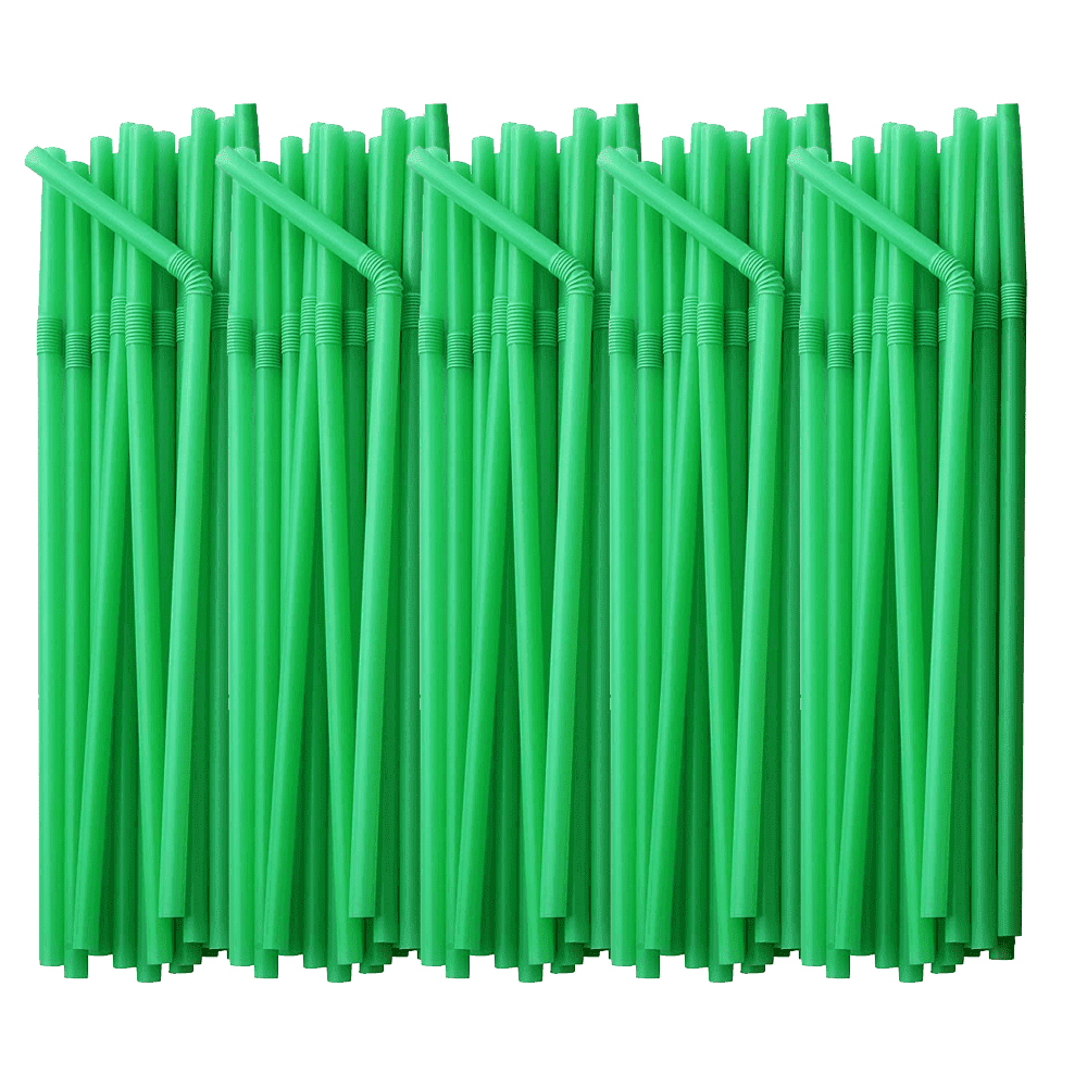 Firefly Hope 200 flexible green plastic straws, extra long Disposable ...
