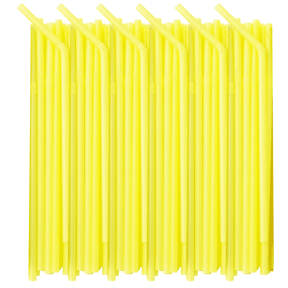 Firefly Hope 200 flexible plastic straws, extra long yellow Disposable ...