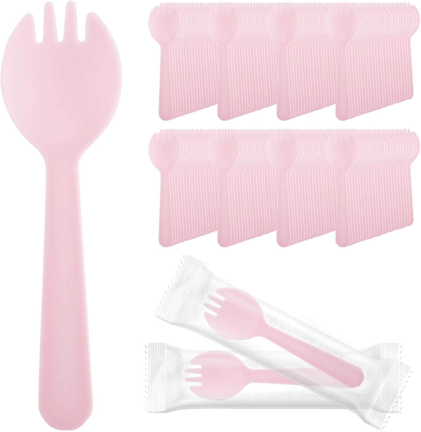 NAMZI 200pcs Individually Wrapped Disposable Sporks, Heavy Duty ...