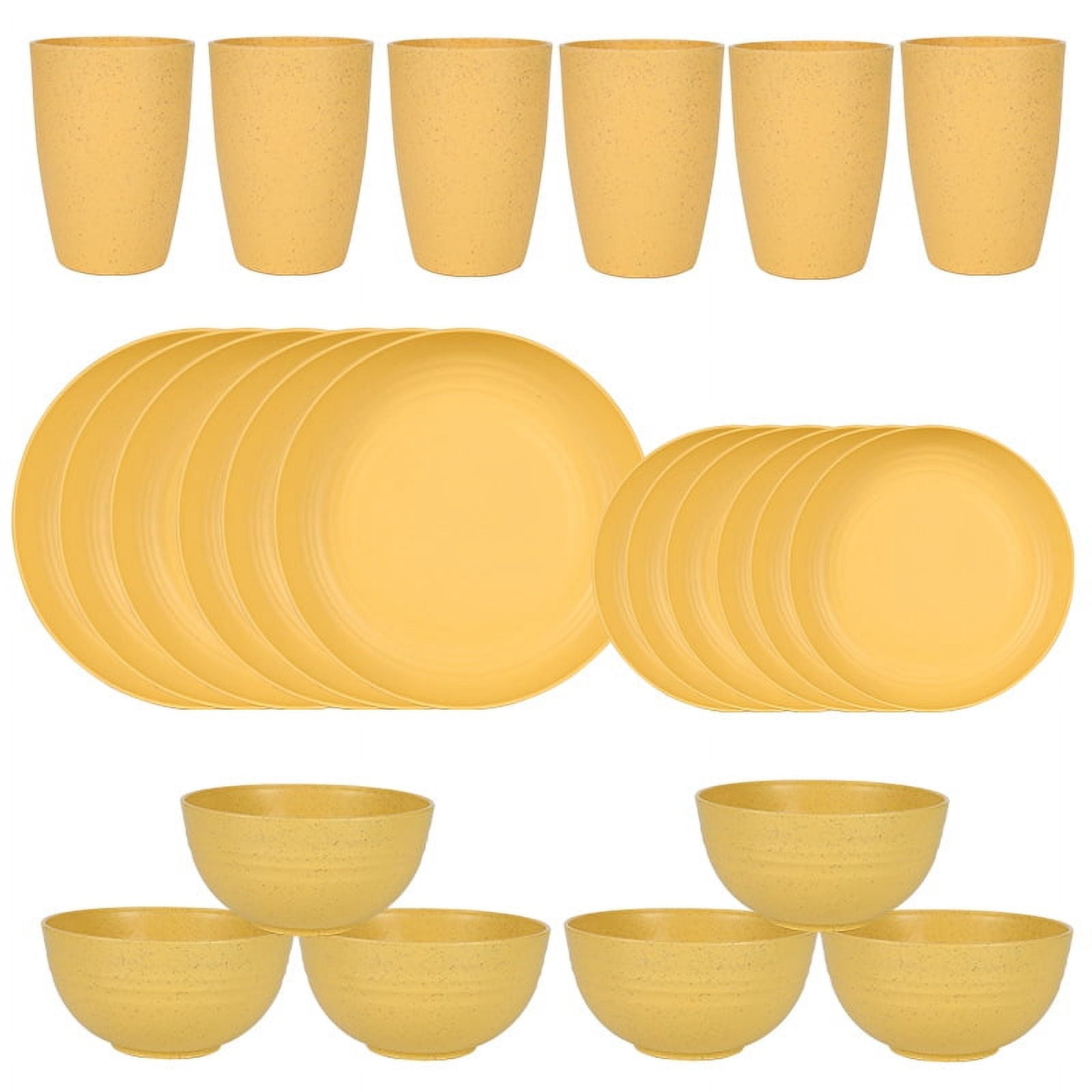 Firefly Hope 24pcs 6 Person Wheat Straw Dinnerware Set, Lightweight ...