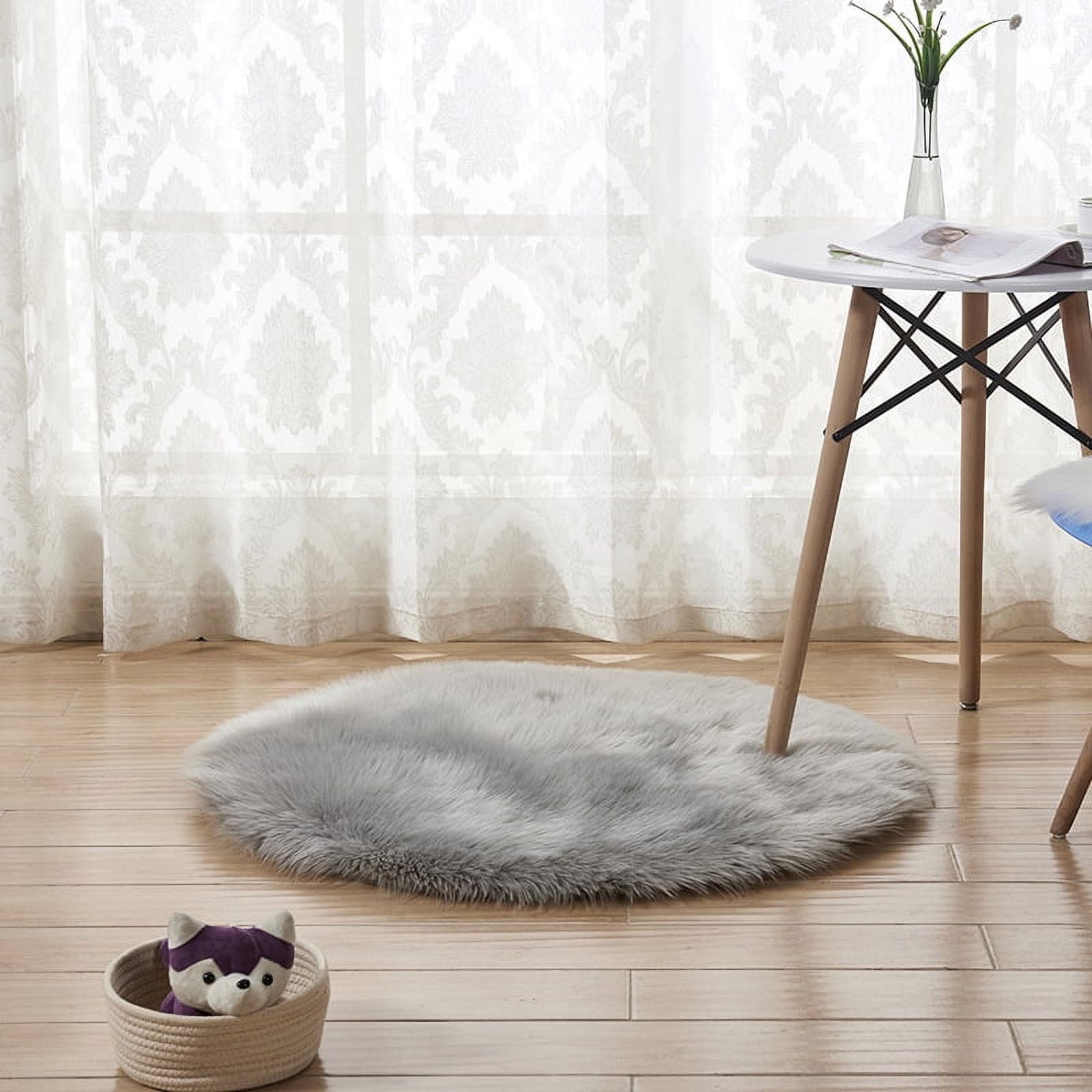Firefly Hope 27×27 Inch Soft Plush Shaggy Non-Skid Bathroom Rug, Light ...