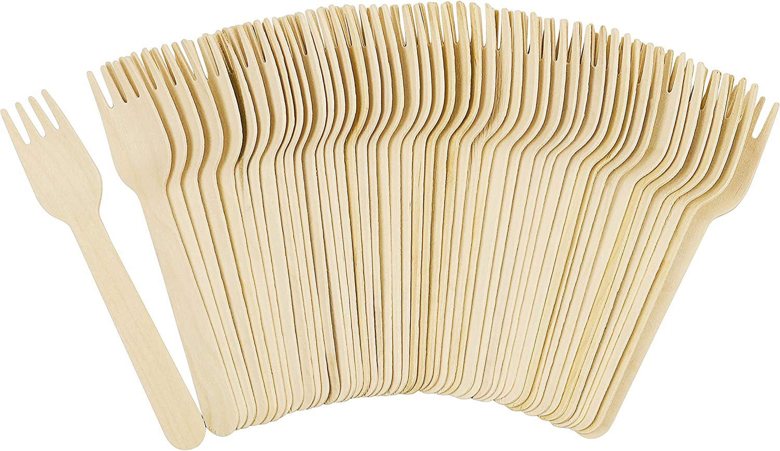 NAMZI 300-Piece 6" Disposable Wooden Forks, Eco-Friendly Biodegradable ...