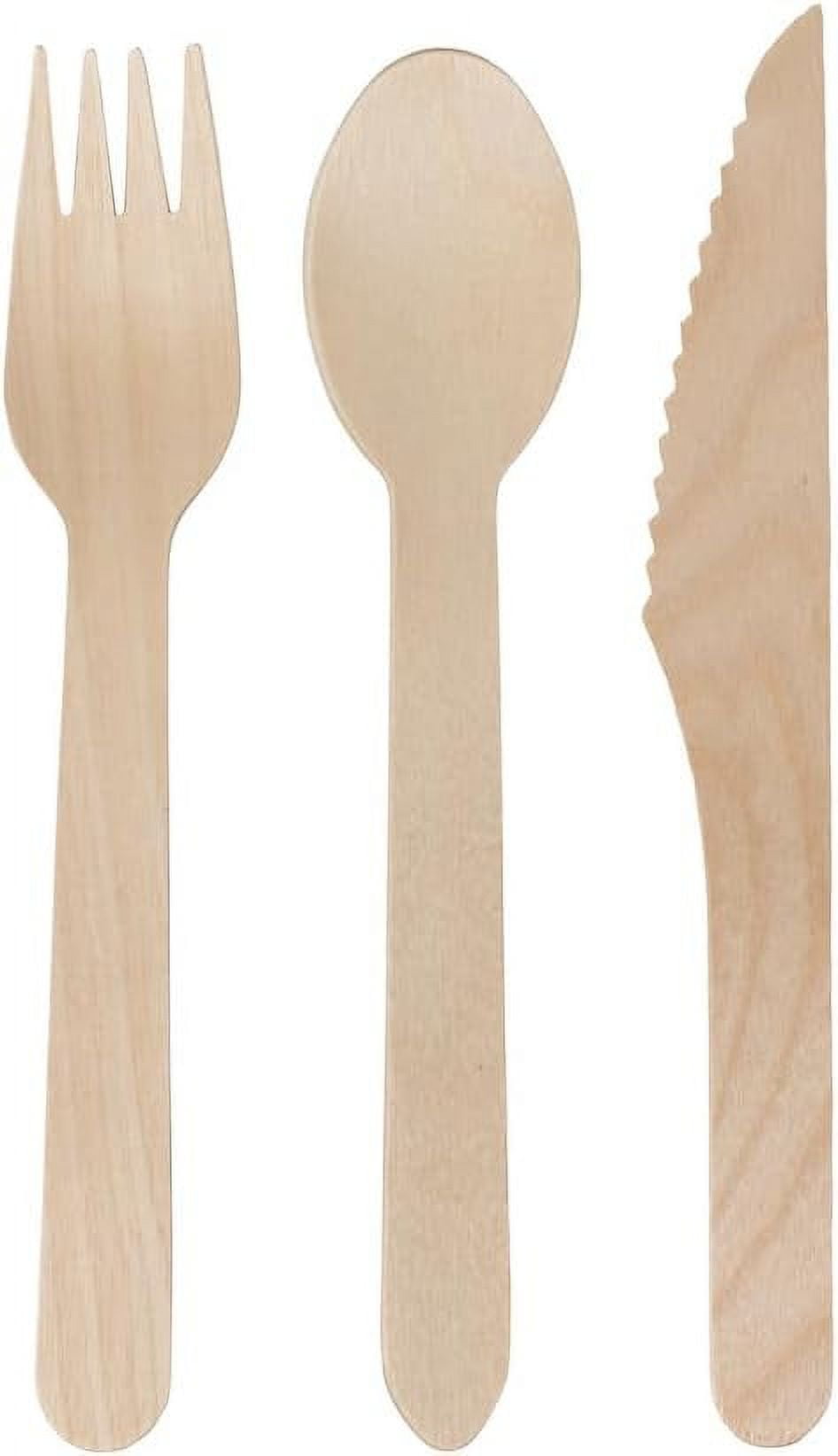 Firefly Hope 300Pcs Disposable Wooden Cutlery Set 6 Inch Eco-Friendly ...