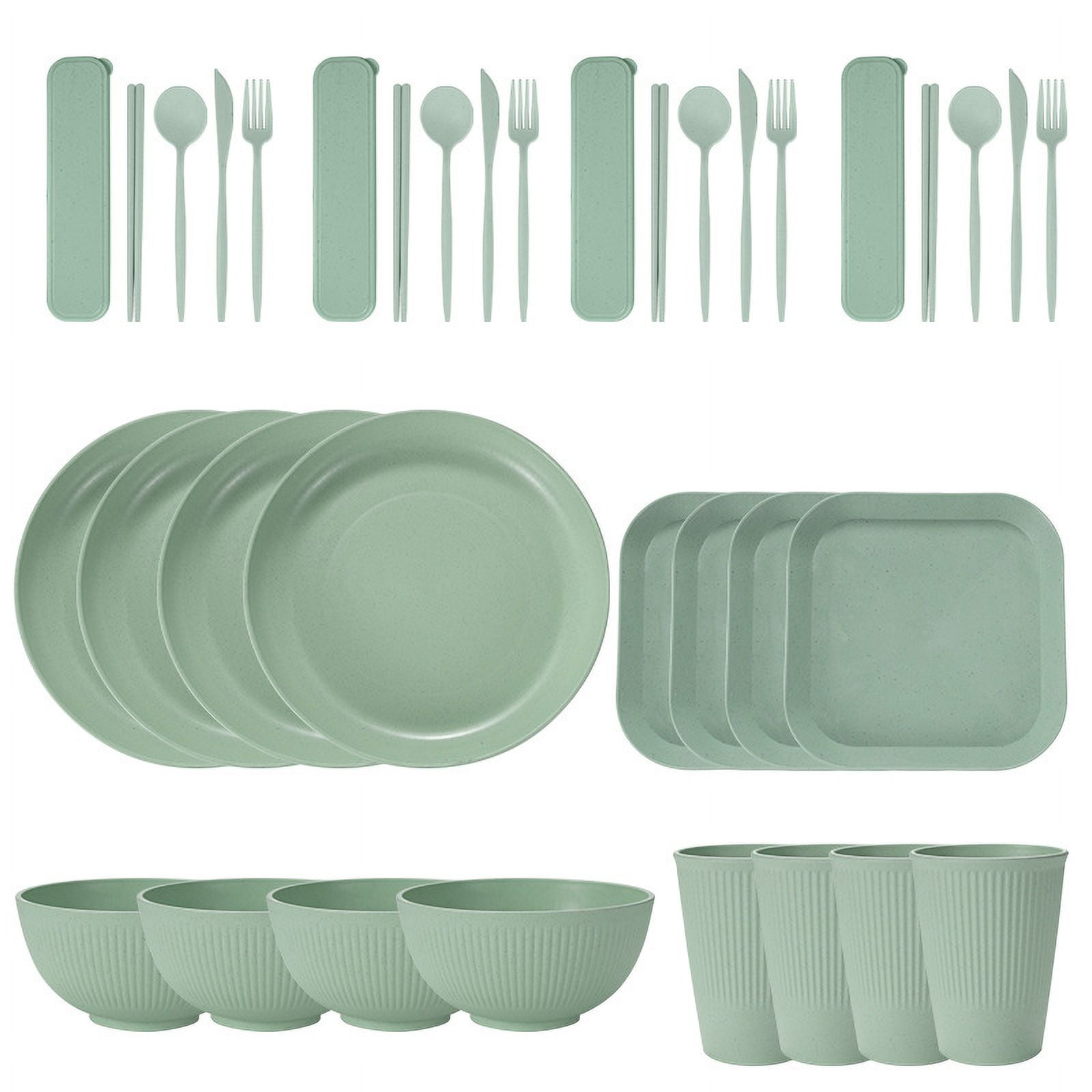 Firefly Hope 36 Piece Wheat Straw Dinnerware Set, Plates, Bowls ...
