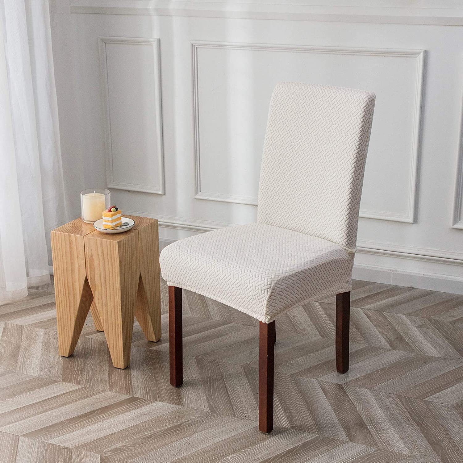 Firefly Hope 4 Pcs White Stretch-Fit Chair Covers, One Size Fits Most ...