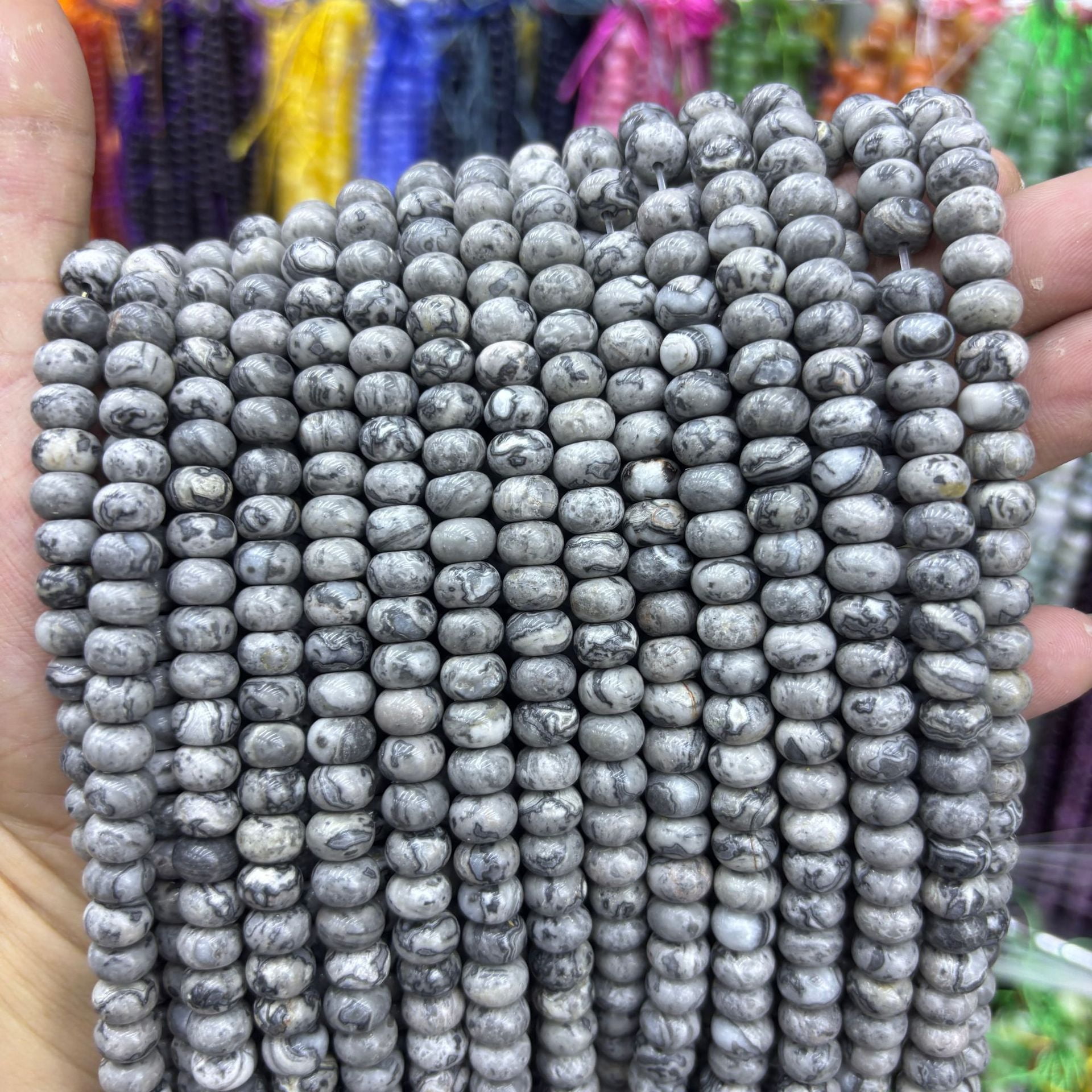 Firefly Hope 5×8mm 1 Strand 15" Natural Semi-Precious Gemstone Rondelle Spacer Beads, Smooth ...