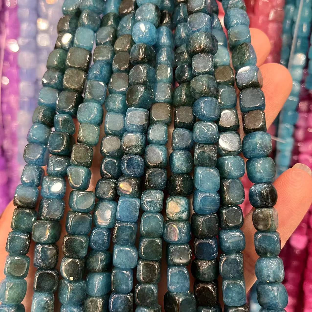 Firefly Hope 50-Piece 7-8mm Natural Smooth Cube Semi-Gemstone Loose ...