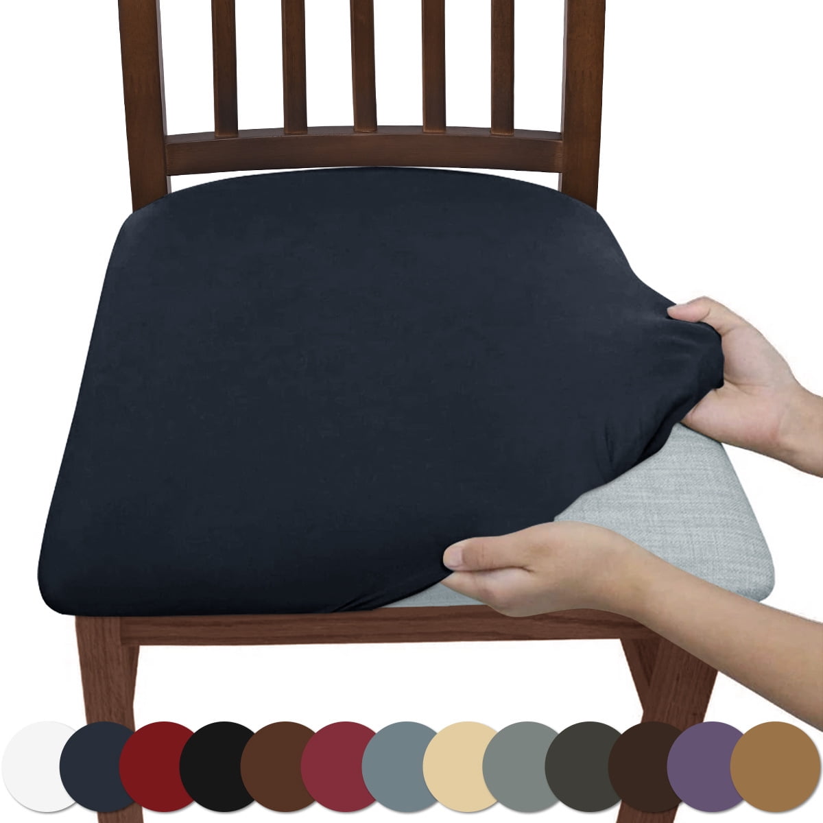 Firefly Hope 6 Pcs Dark Blue Stretch-Fit Square Chair Seat Covers ...