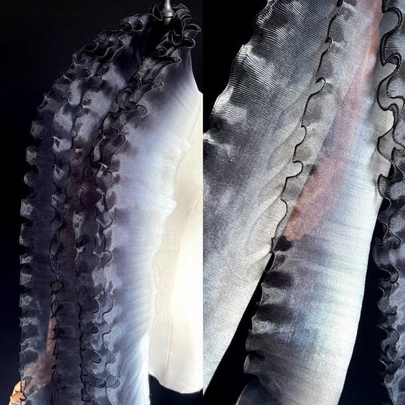 Firefly Hope Black 5Yds x 4.72 Inch Ruffle Pleated Gathered Lace Trim ...