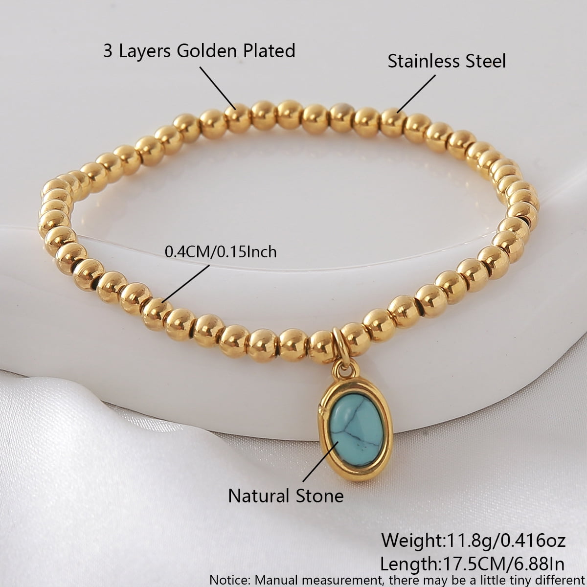 Firefly Hope Women's Pendant Golden Beaded Bracelet, Hypoallergenic ...