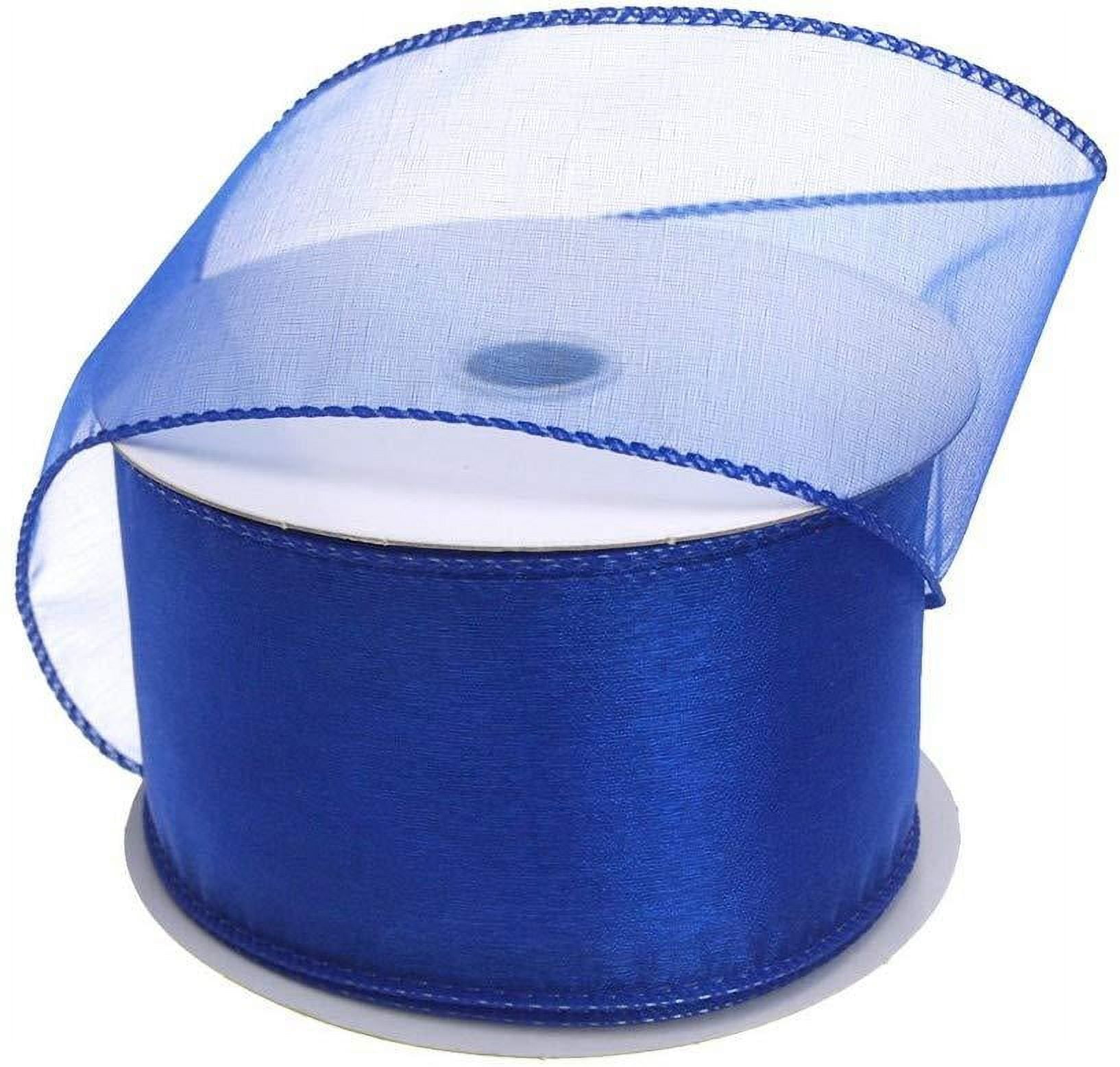 Firefly Imports Sheer Chiffon Wired Edge Blue Nylon Ribbon, 900" x 2.5 ...