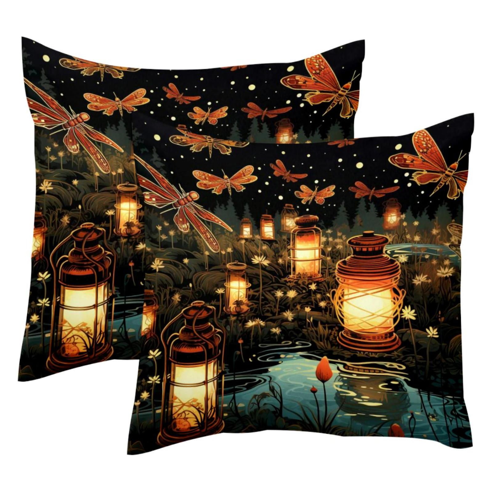Firefly Insect Luxurious Velvet Throw Pillow Inserts 2PCS Chair Pillow ...