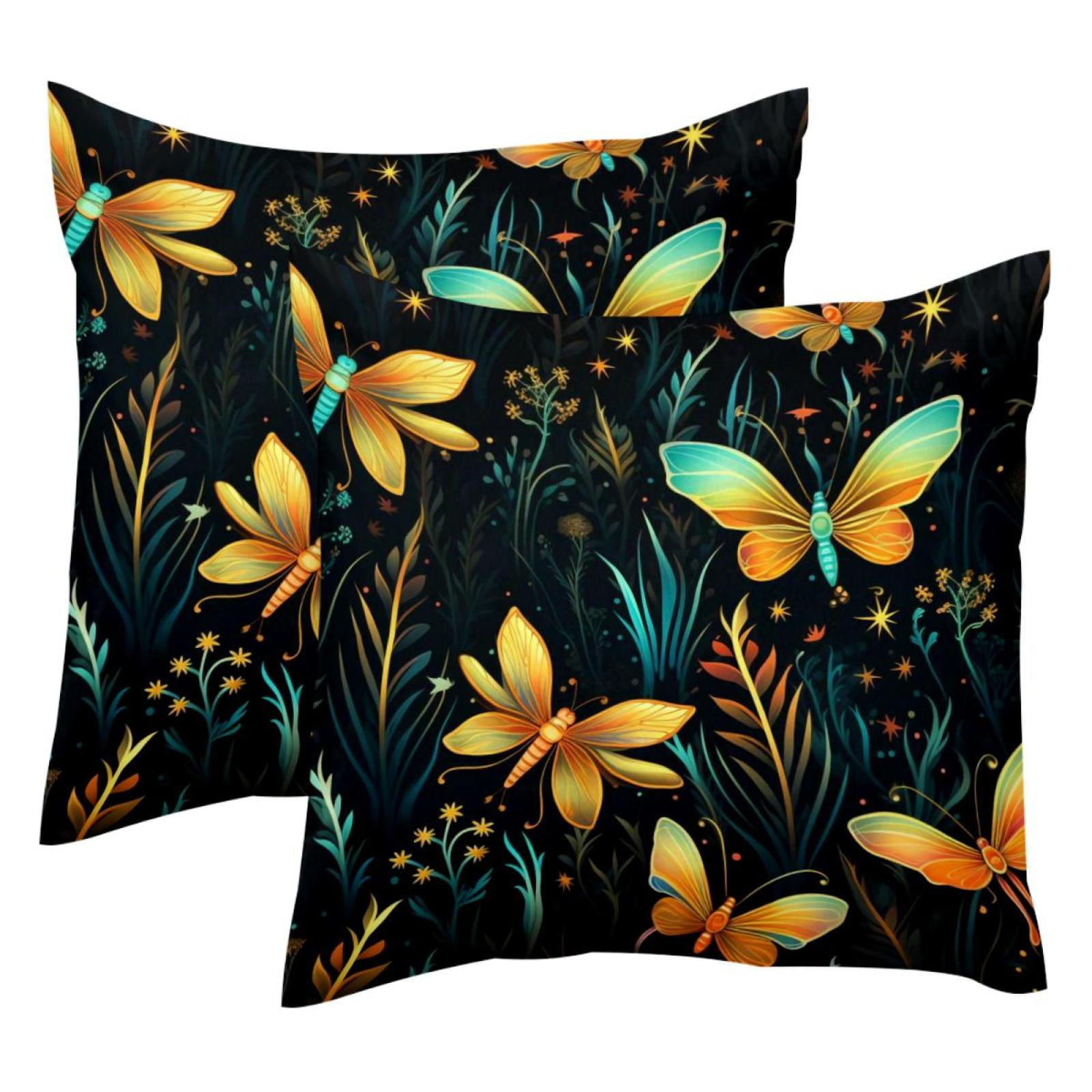 Firefly Insect Luxurious Velvet Throw Pillow Inserts 2PCS Chair Pillow ...