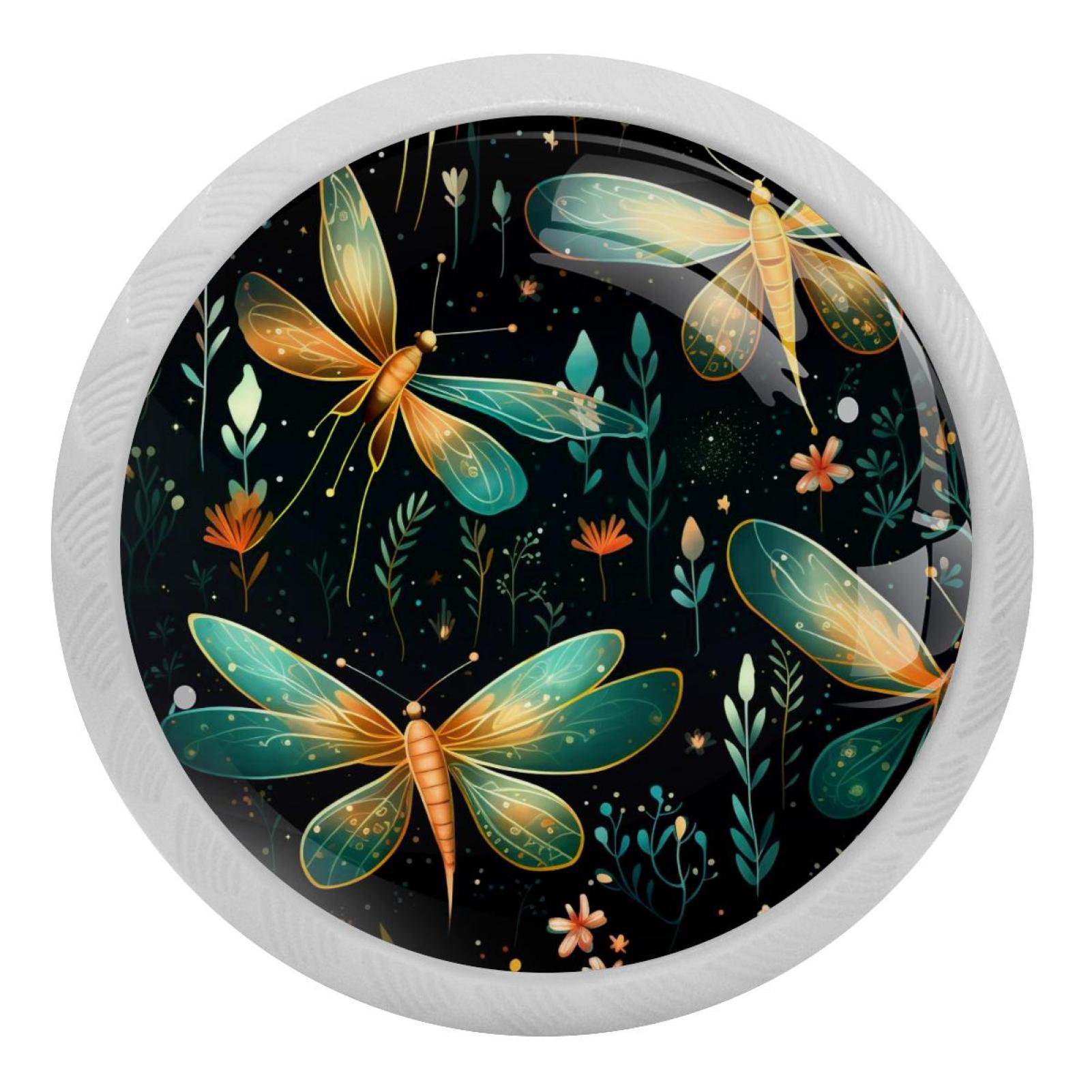 Firefly Insect Pattern 4PCS Cabinet Knobs Pulls Fluorescent Drawer ...