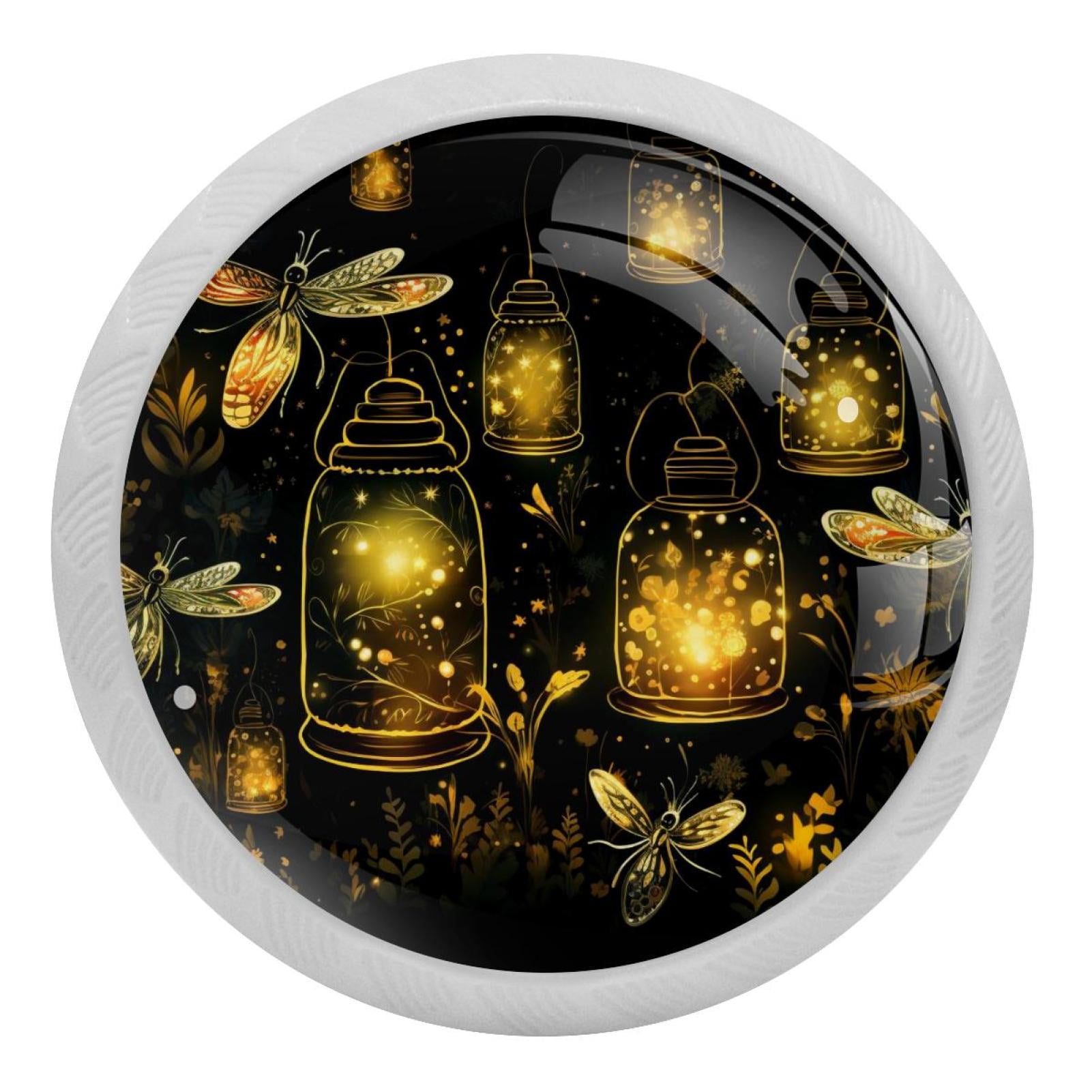 Firefly Insect Pattern 4PCS Cabinet Knobs Pulls Fluorescent Drawer ...