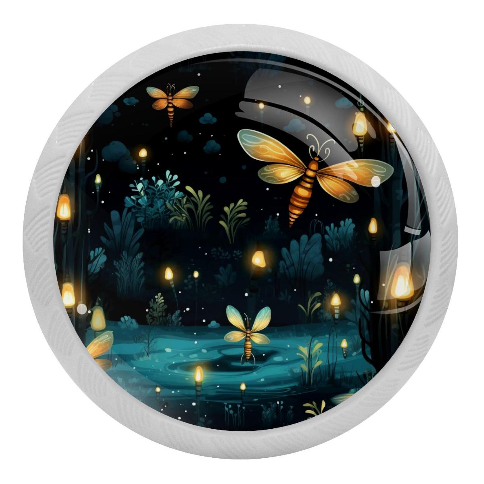 Firefly Insect Pattern 4PCS Cabinet Knobs Pulls Fluorescent Drawer ...