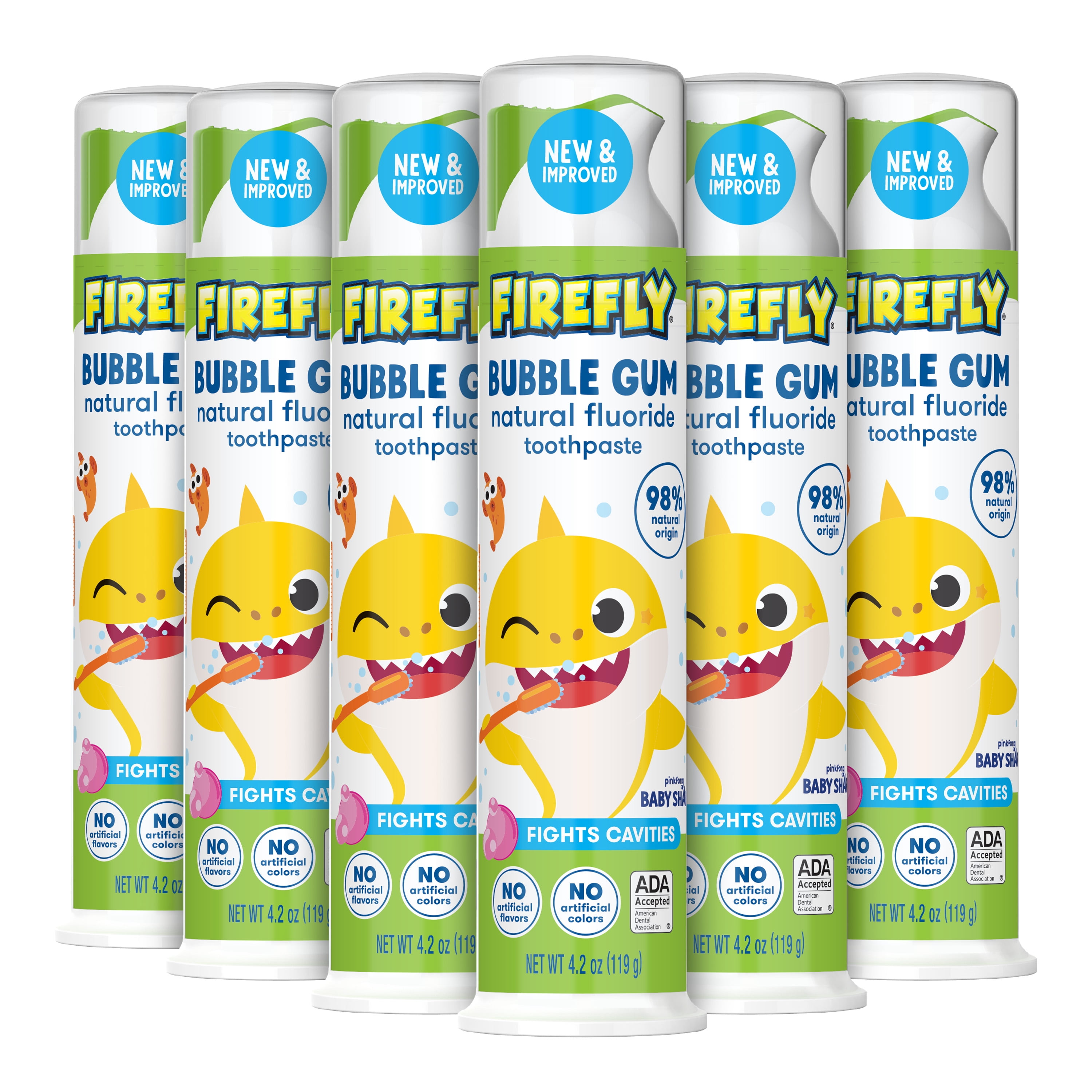 Firefly Kids' Bubble Gum Flavored Natural Fluoride Toothpaste, Anti ...