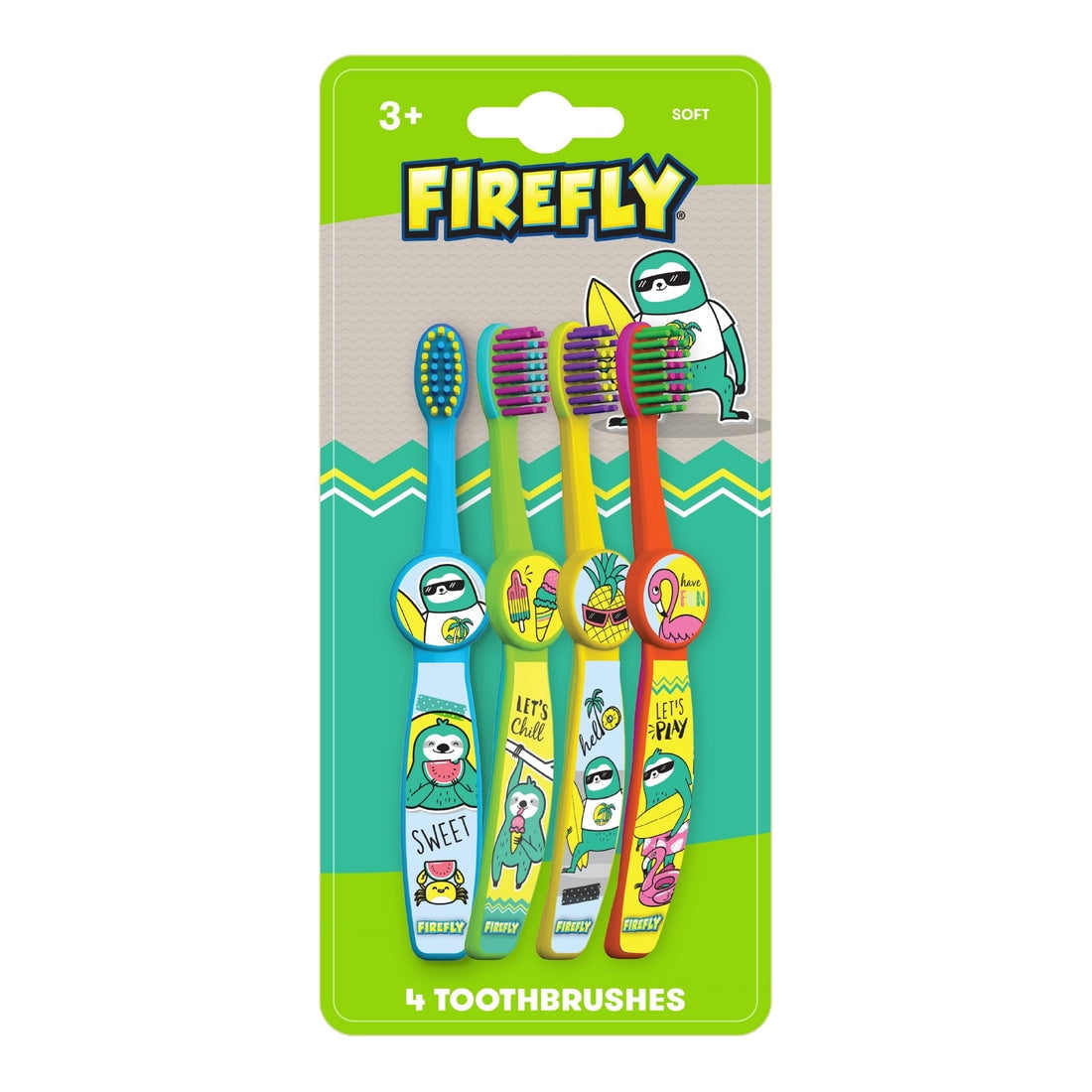 Firefly Kids Sloths Value Toothbrushes, 4 Ea, 3 Pack - Walmart.com