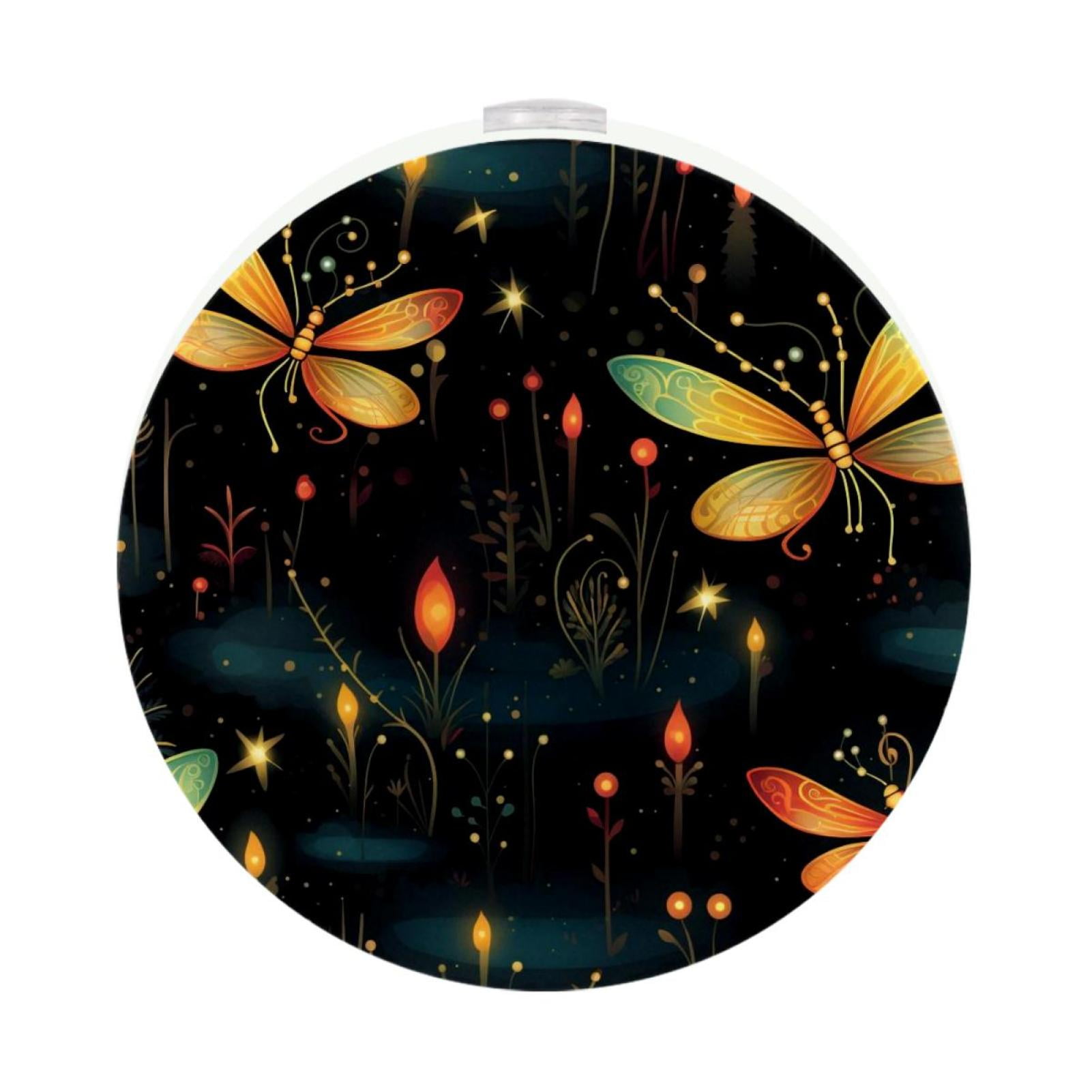 Firefly LED Round Night Light-2PCS, Dimmable Plug-in Wall Lamp with ...