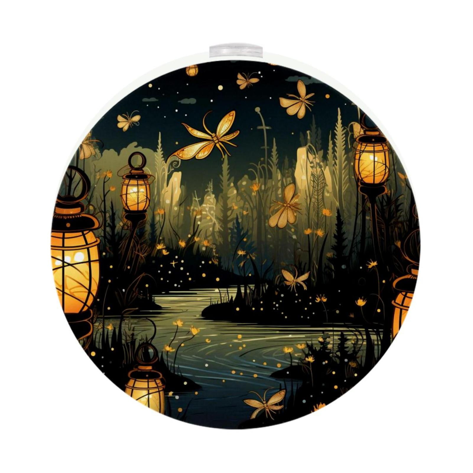 Firefly LED Round Night Light-2PCS, Energy Efficient Plug-in Bedroom ...