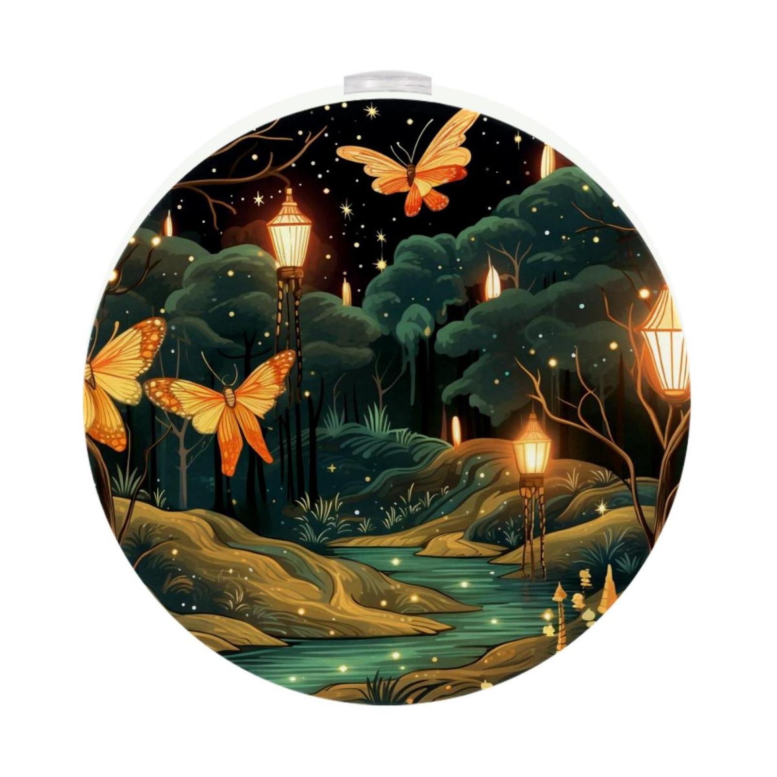 Firefly LED Round Night Light-2PCS, Plug-in Dusk-to-Dawn Auto Sensor ...