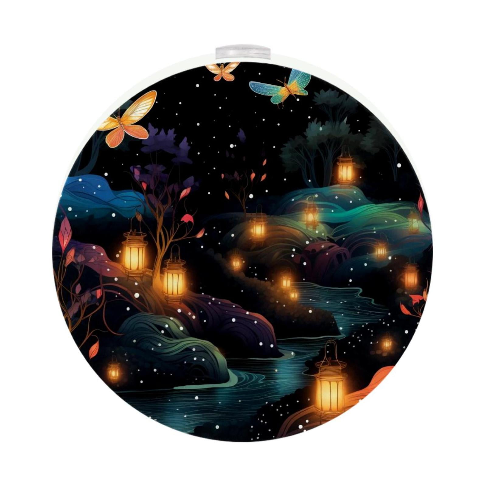 Firefly LED Round Night Light-2PCS, Plug-in Dusk-to-Dawn Auto Sensor ...