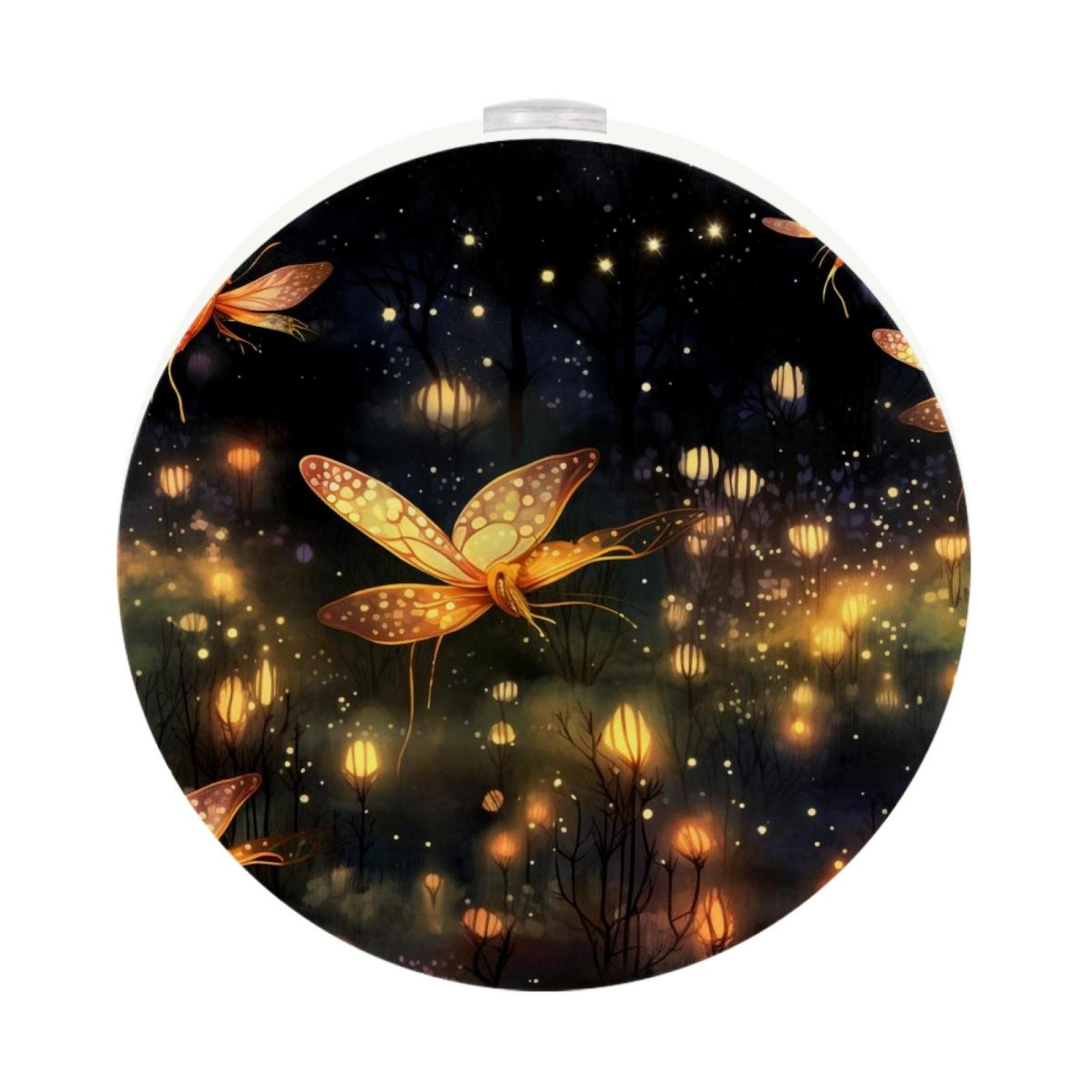 Firefly LED Round Night Light - 2PCS, Plug-in Dusk-to-Dawn Sensor ...